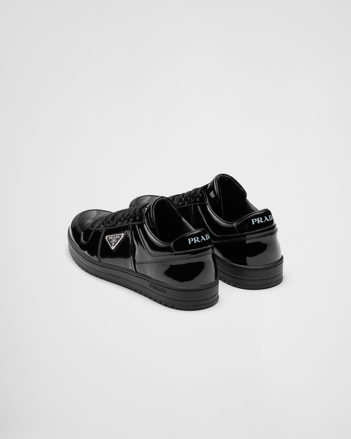Black Downtown Patent Leather Sneakers | PRADA
