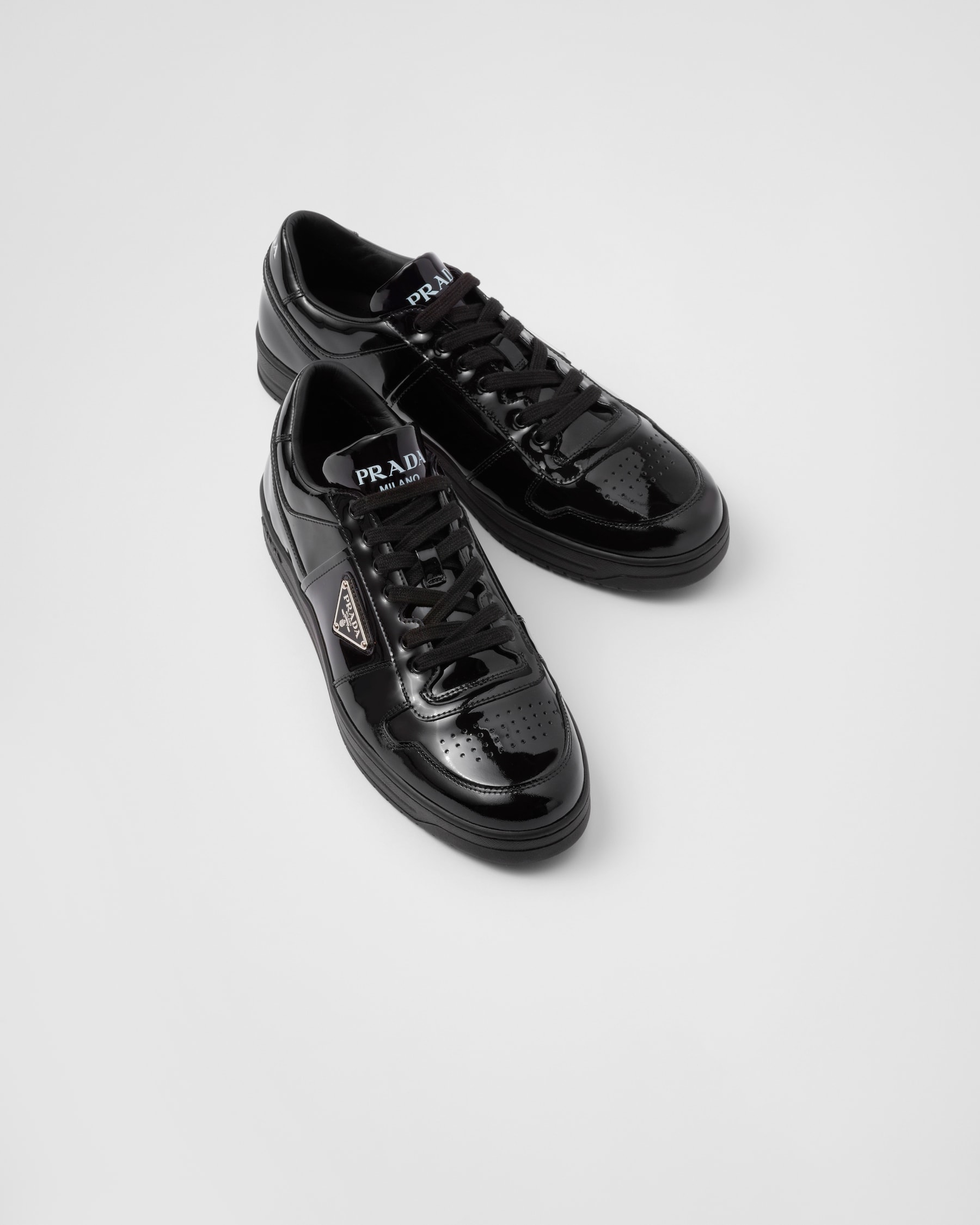Black Downtown Patent Leather Sneakers | PRADA