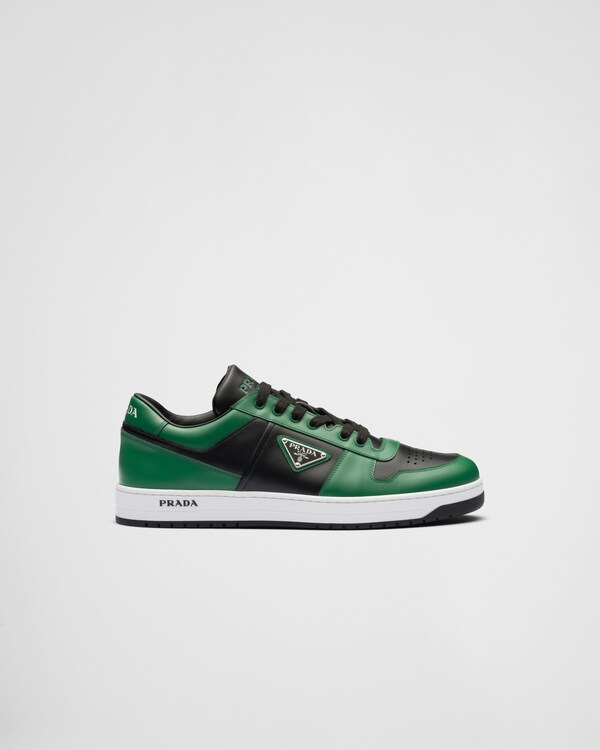 Tênis Downtown Em Couro Preto/verde | PRADA
