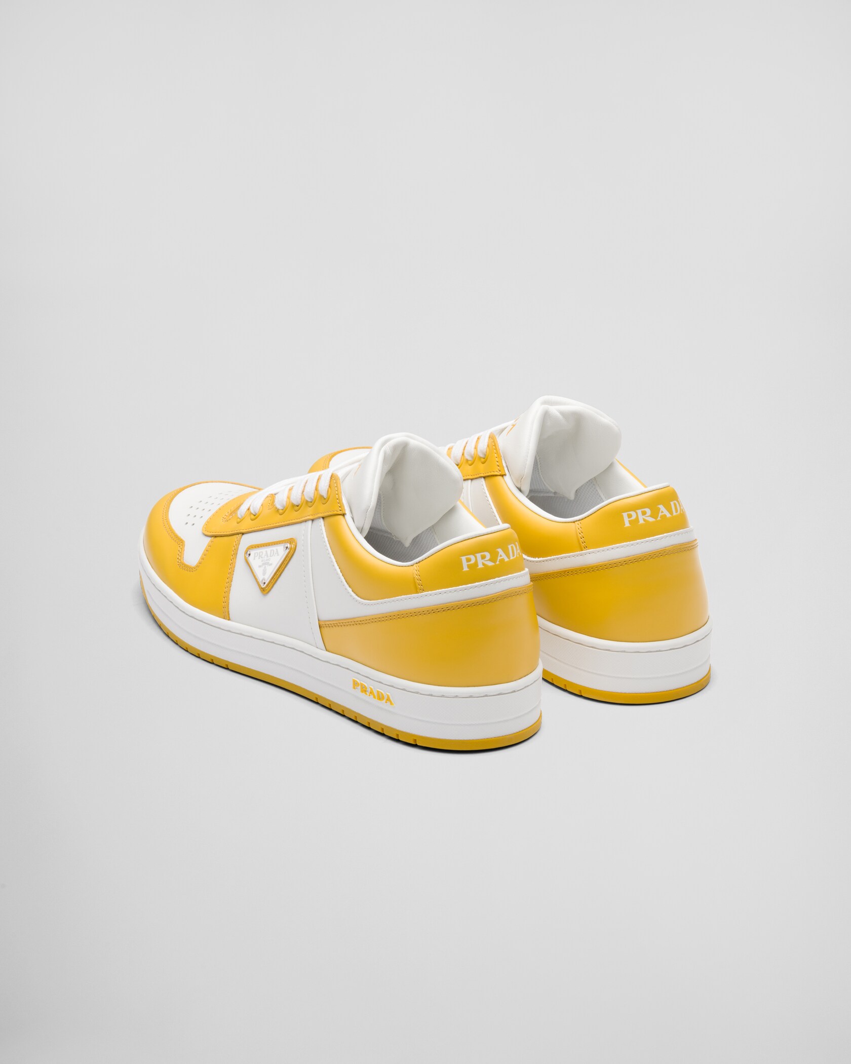 White/sun Downtown Leather Sneakers | PRADA