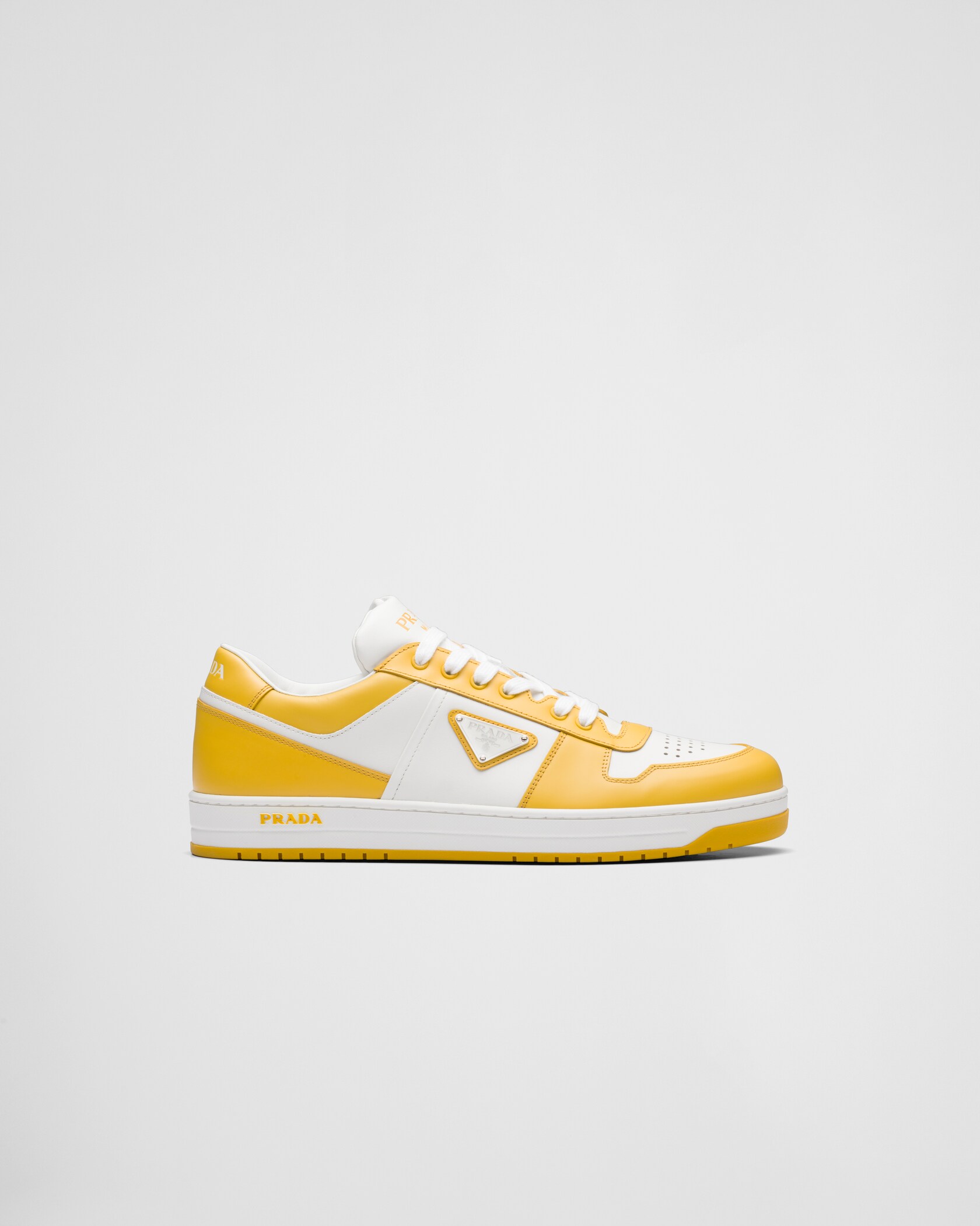 White/sun Downtown Leather Sneakers | PRADA