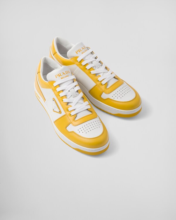 White/sun Downtown Leather Sneakers | PRADA