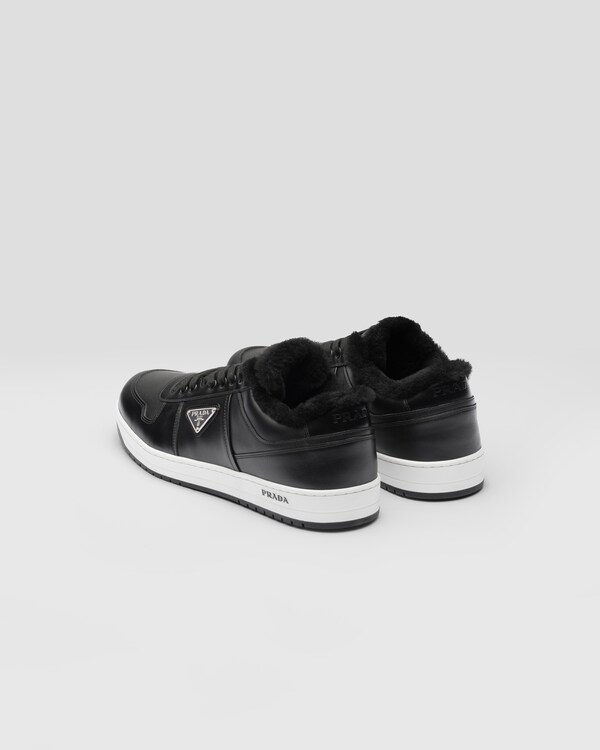Black Downtown Leather Sneakers | PRADA