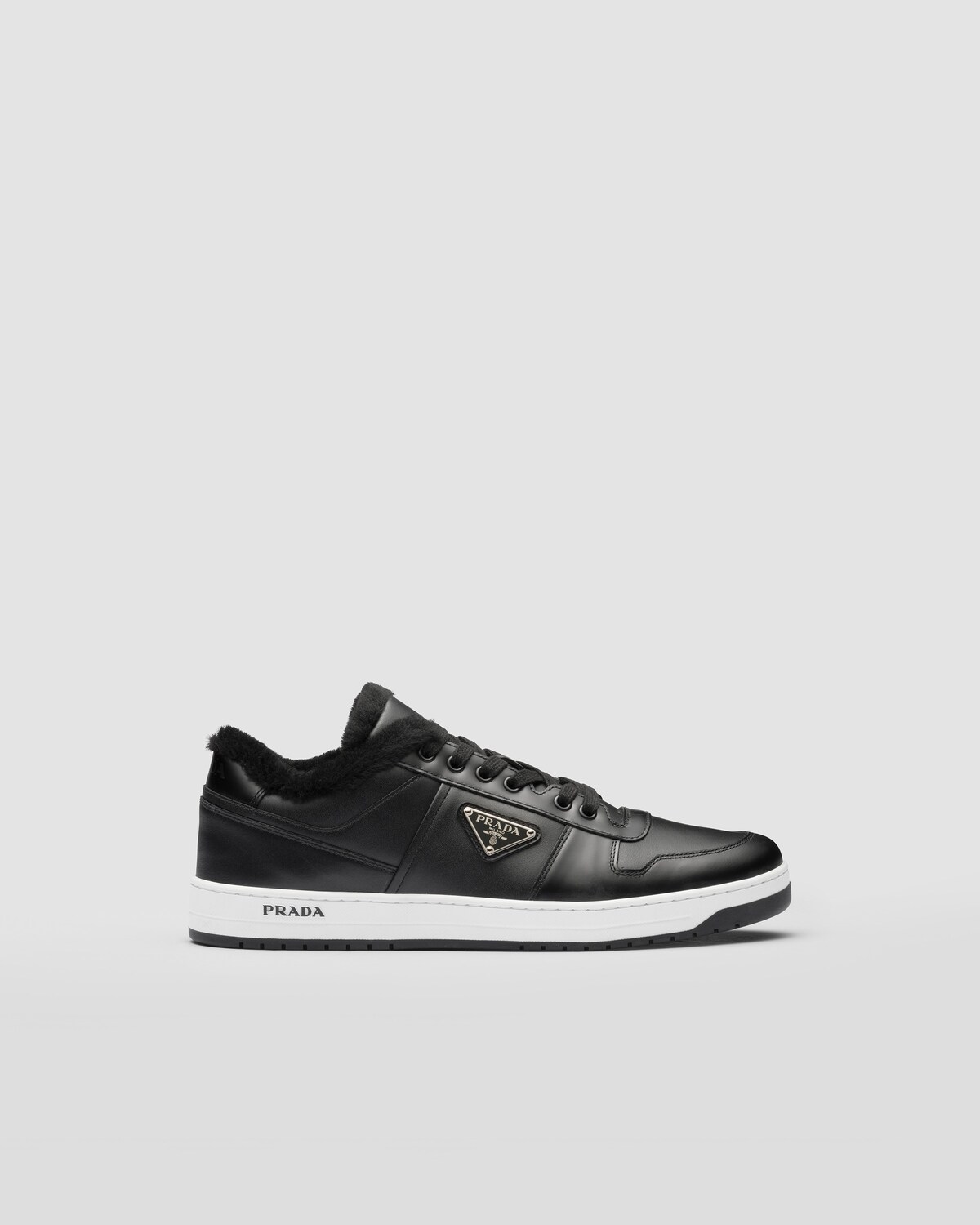 Black Downtown Leather Sneakers | PRADA