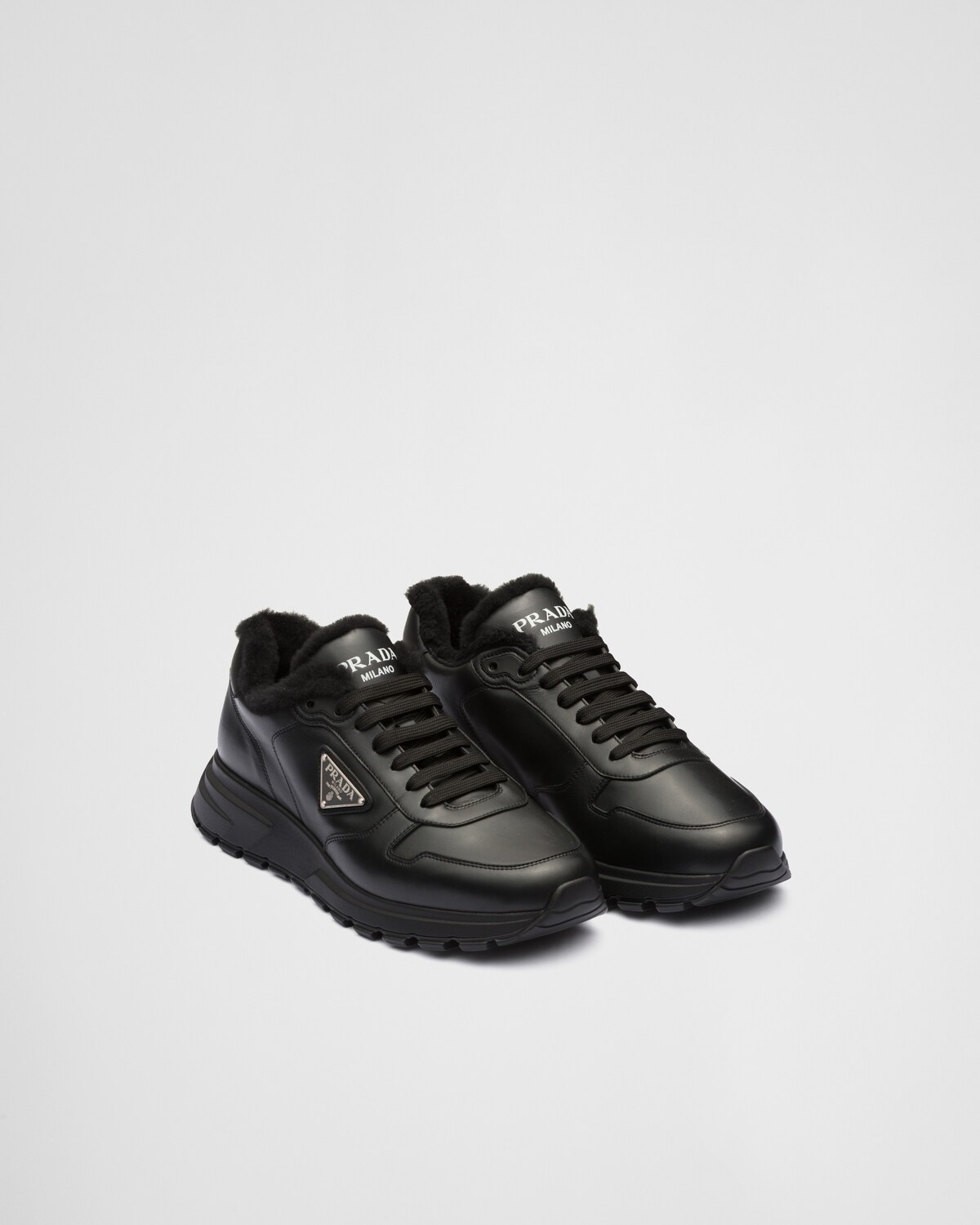 Black Leather Sneakers | PRADA