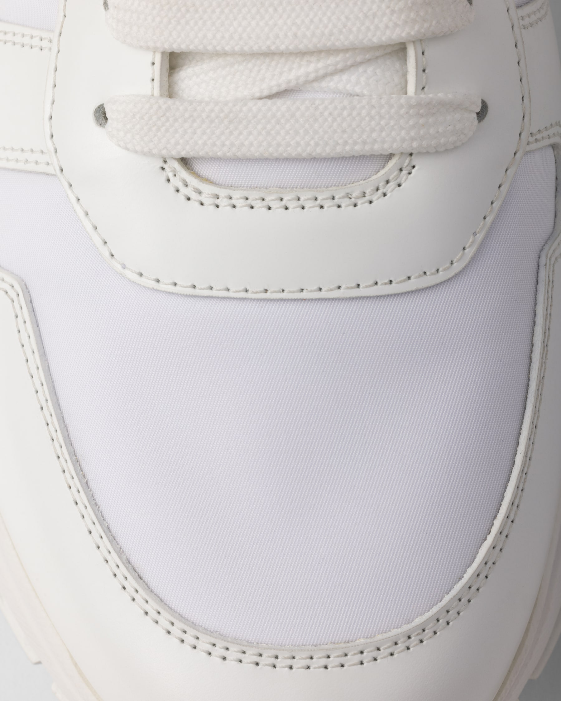 White Prax 01 Re-nylon And Brushed Leather Sneakers | PRADA