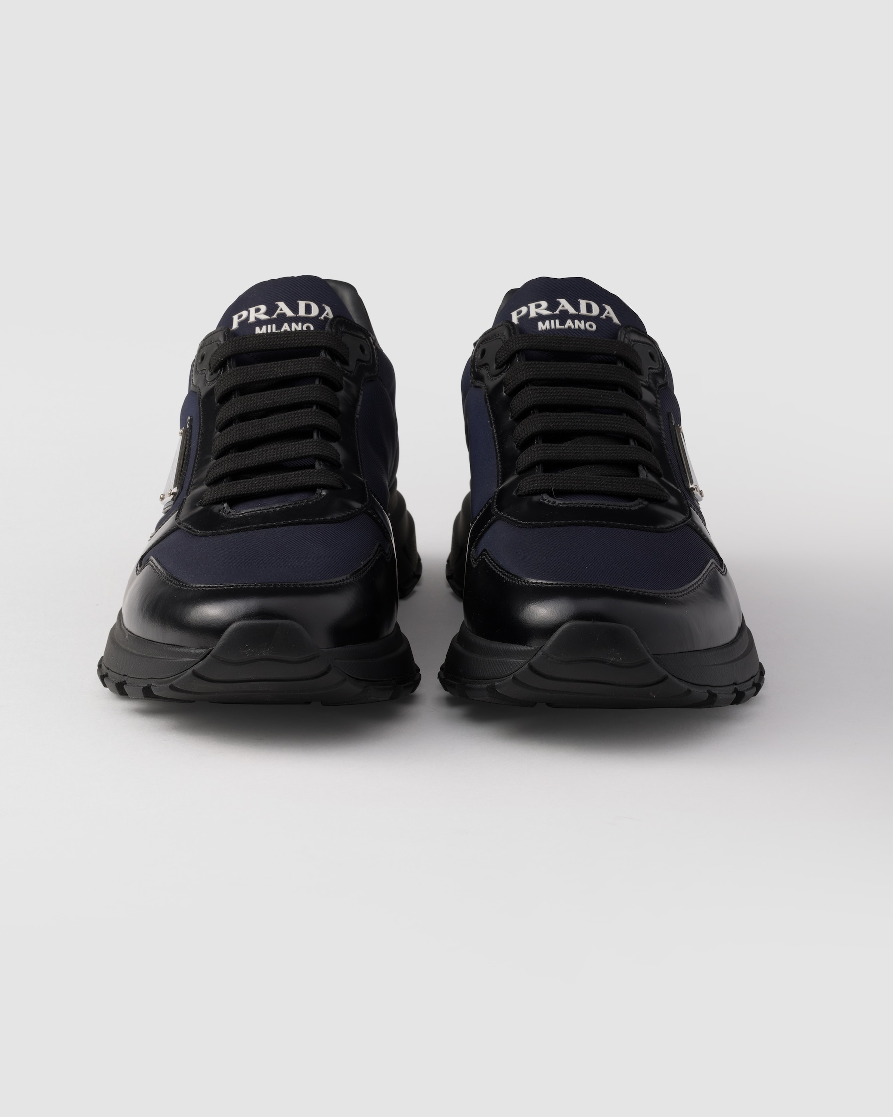 Blue/black Prax 01 Re-nylon And Brushed Leather Sneakers | PRADA