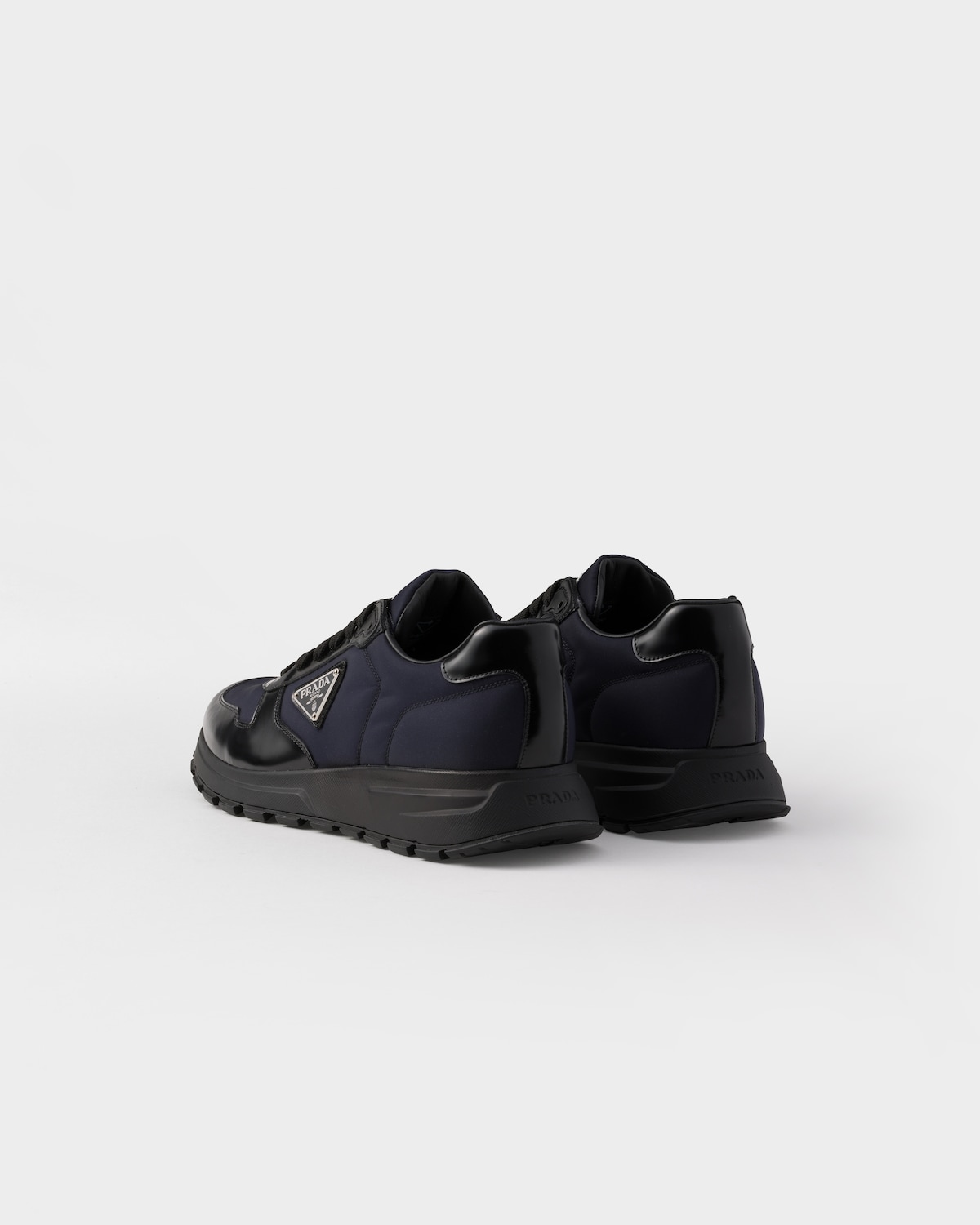 Blue/black Prax 01 Re-nylon And Brushed Leather Sneakers | PRADA