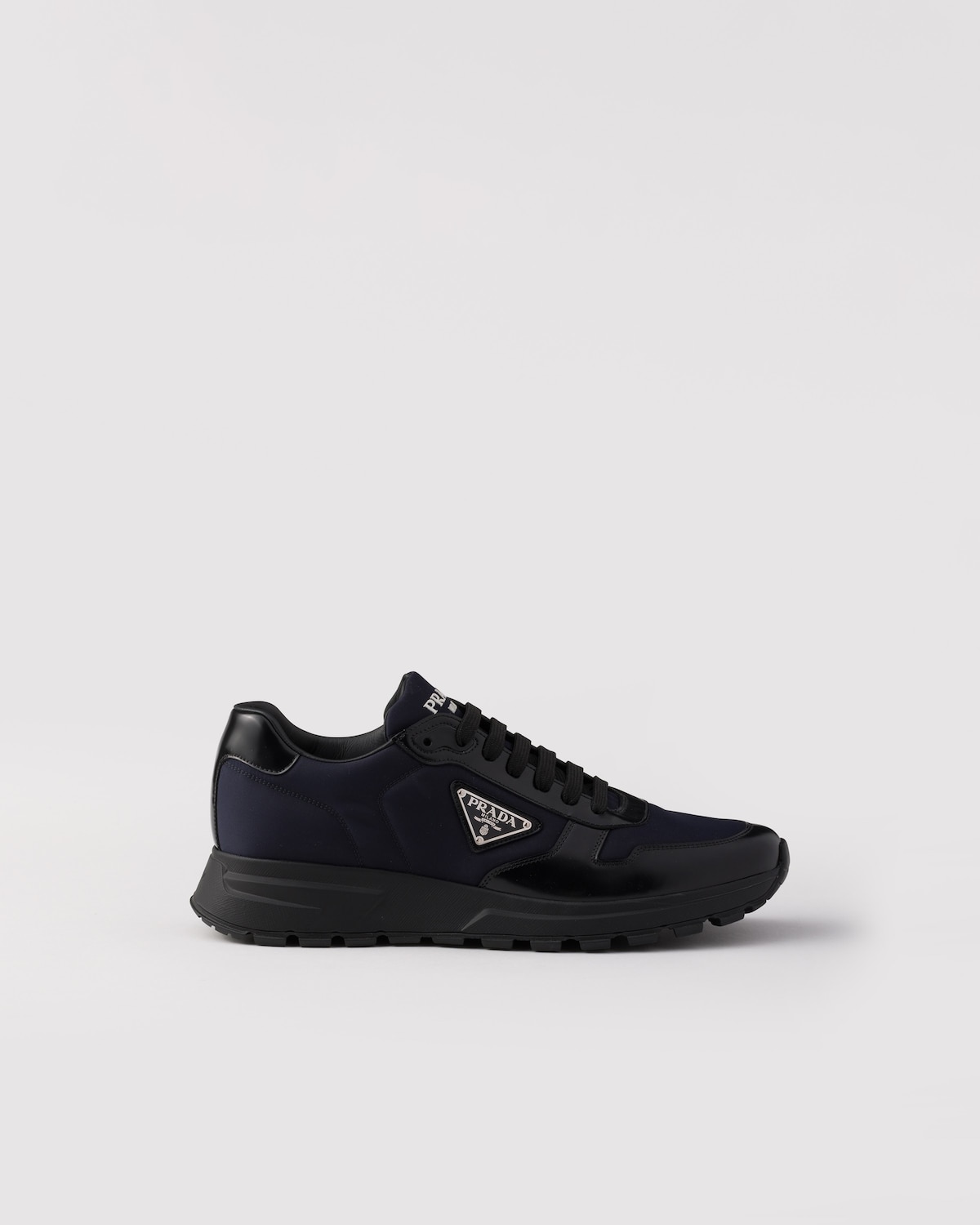 Blue/black Prax 01 Re-nylon And Brushed Leather Sneakers | PRADA