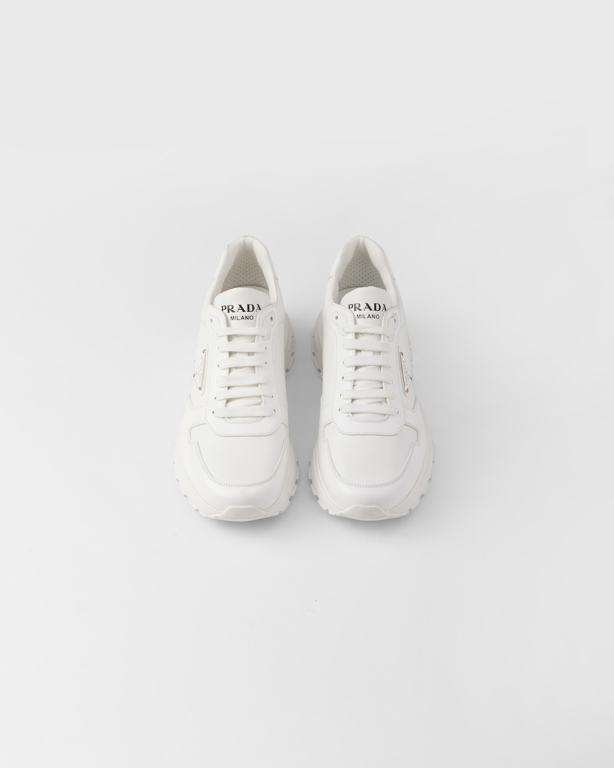 Baskets En Cuir Blanc | PRADA