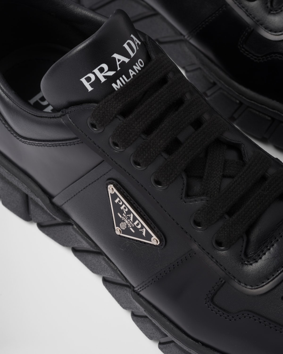 Black Leather Sneakers | PRADA