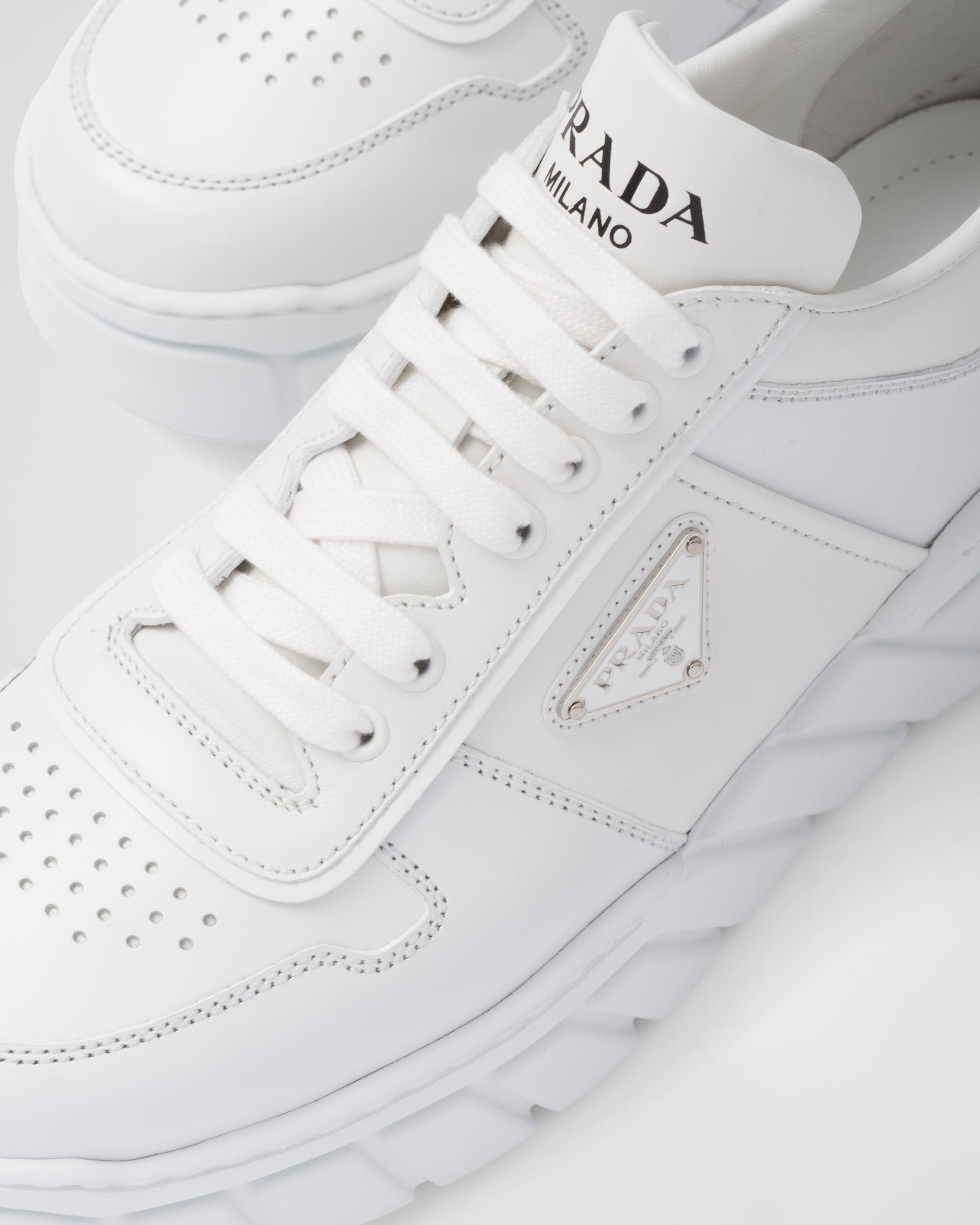 White Leather Sneakers | PRADA