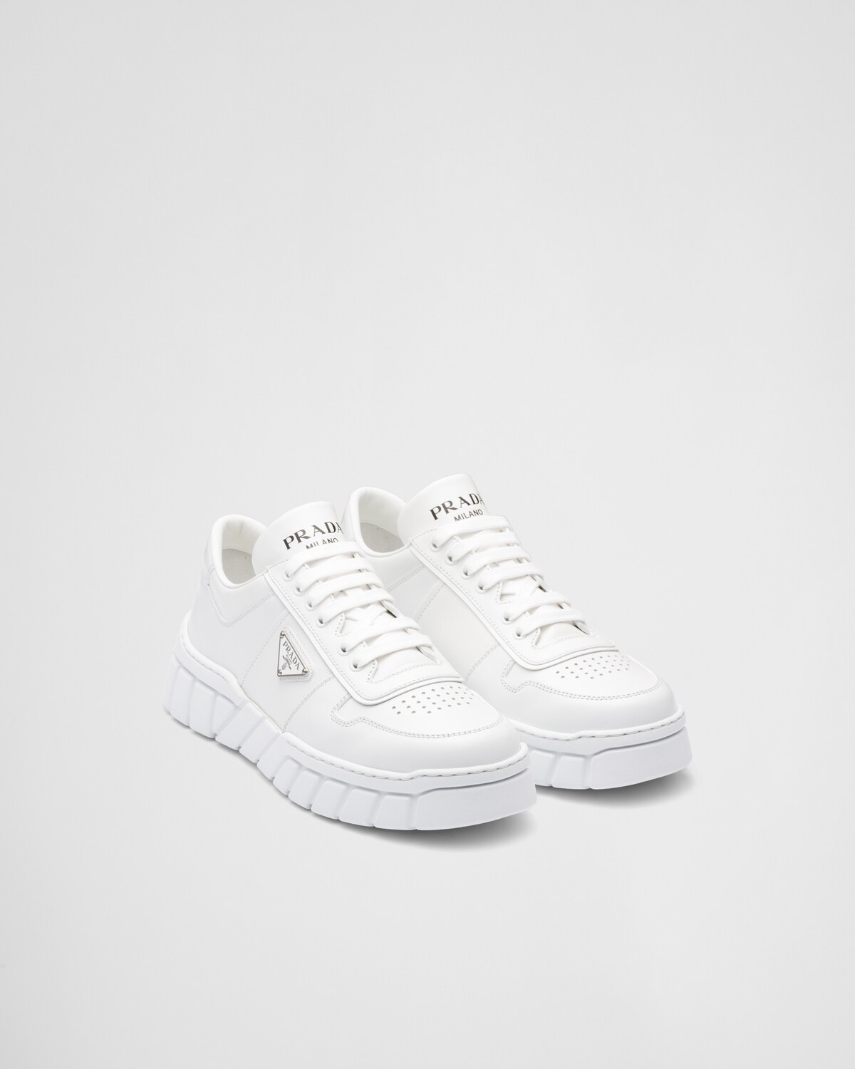 White Leather Sneakers | PRADA
