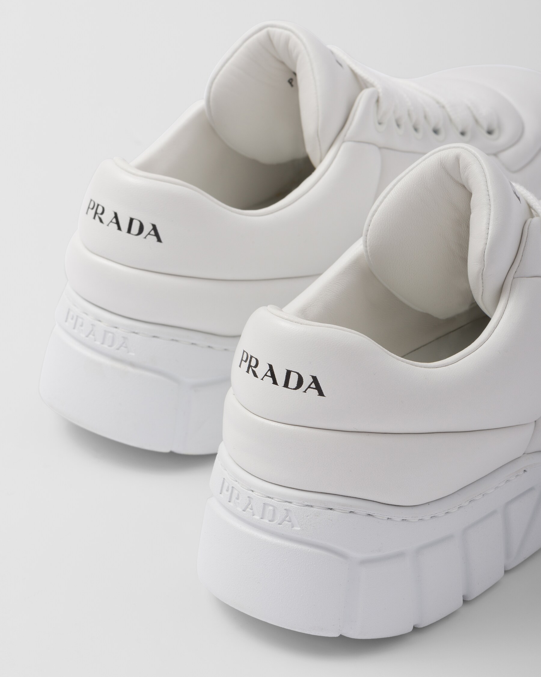 White Padded Nappa Leather Sneakers | PRADA