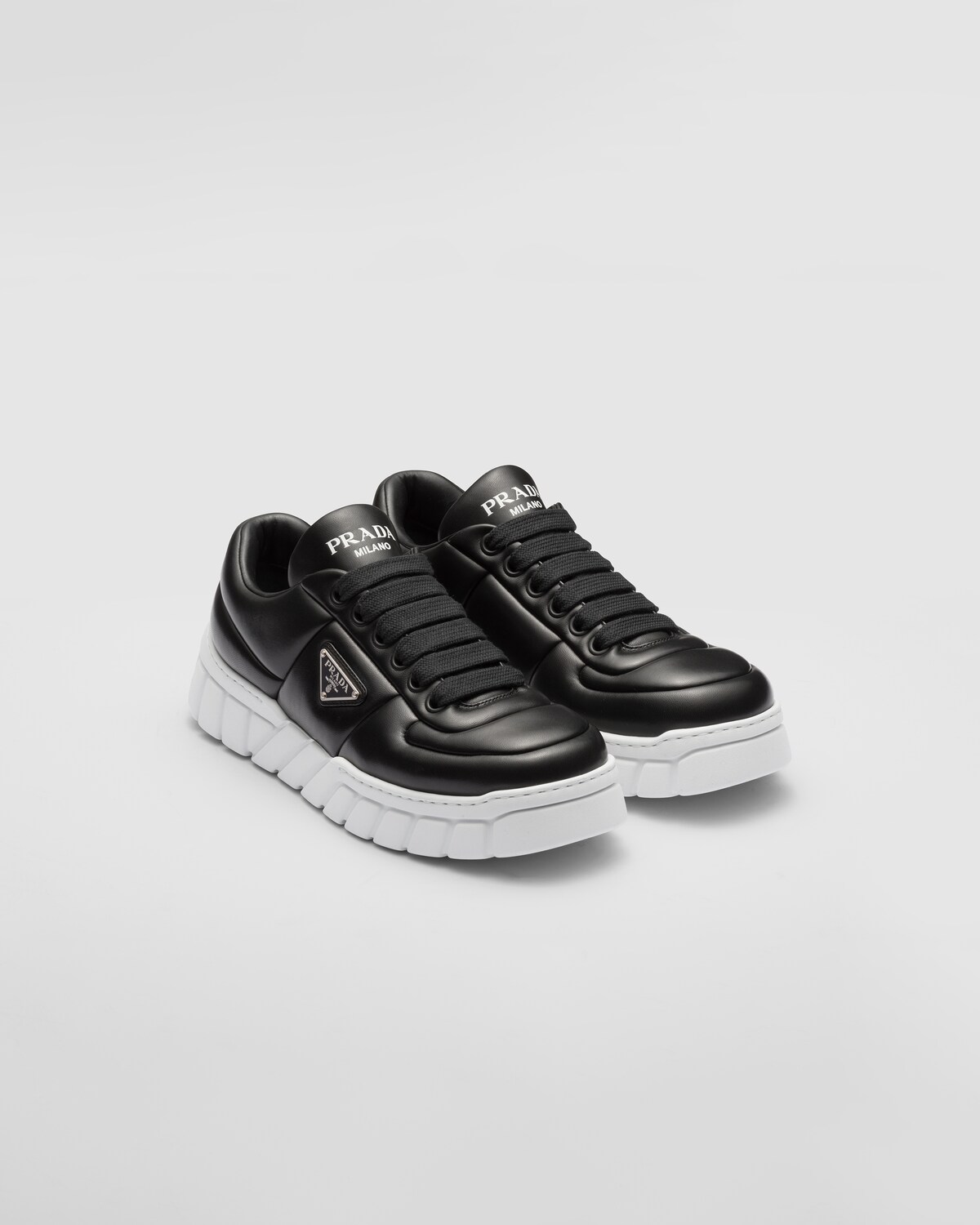 Black Padded Nappa Leather Sneakers | PRADA