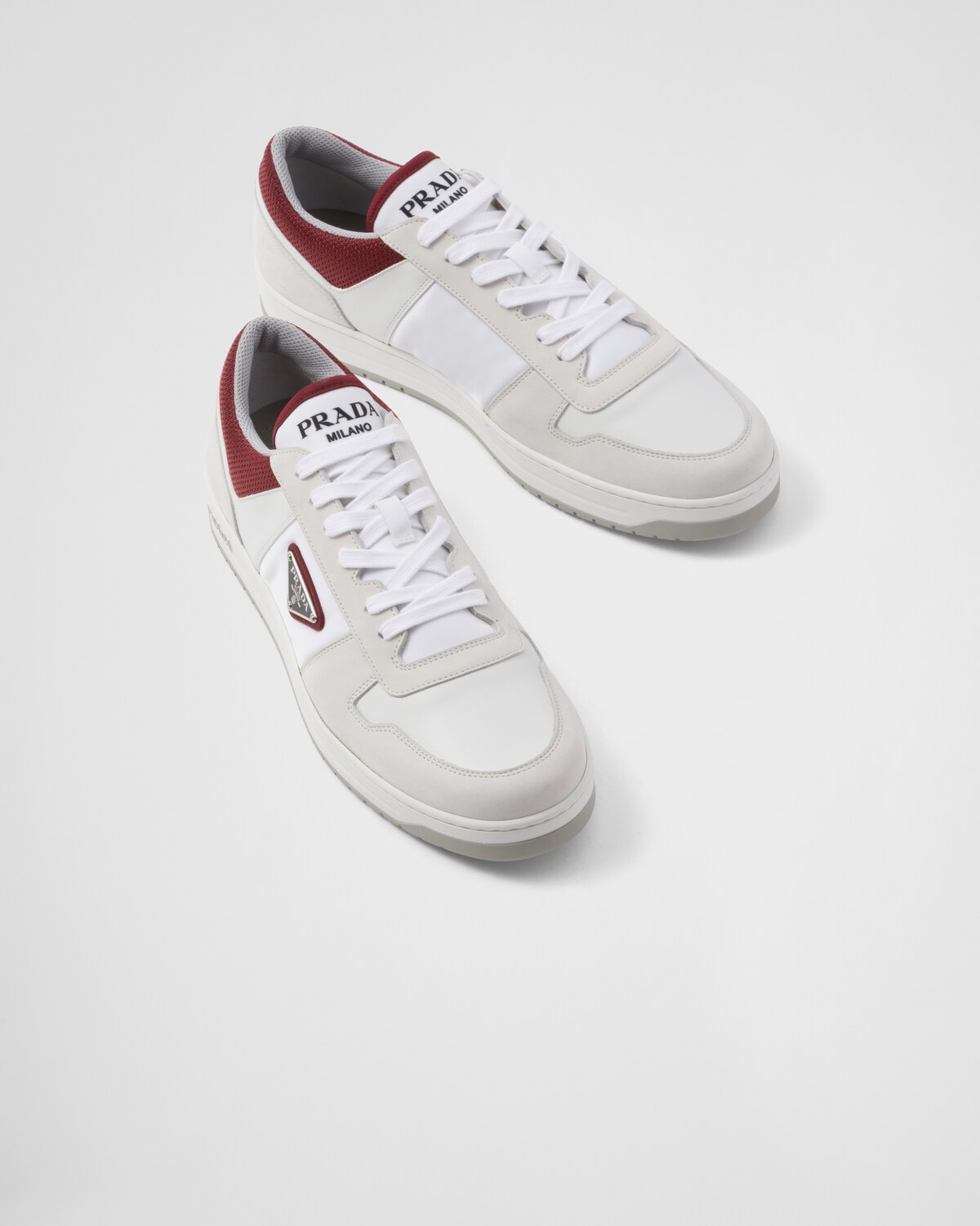 White/garnet Downtown Re-nylon Sneakers | PRADA