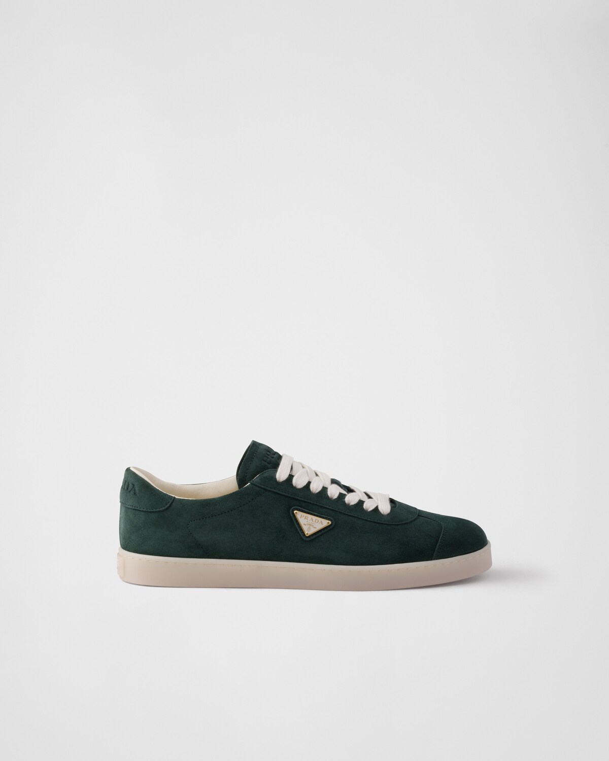Bottle Green Lane Suede Sneakers | PRADA