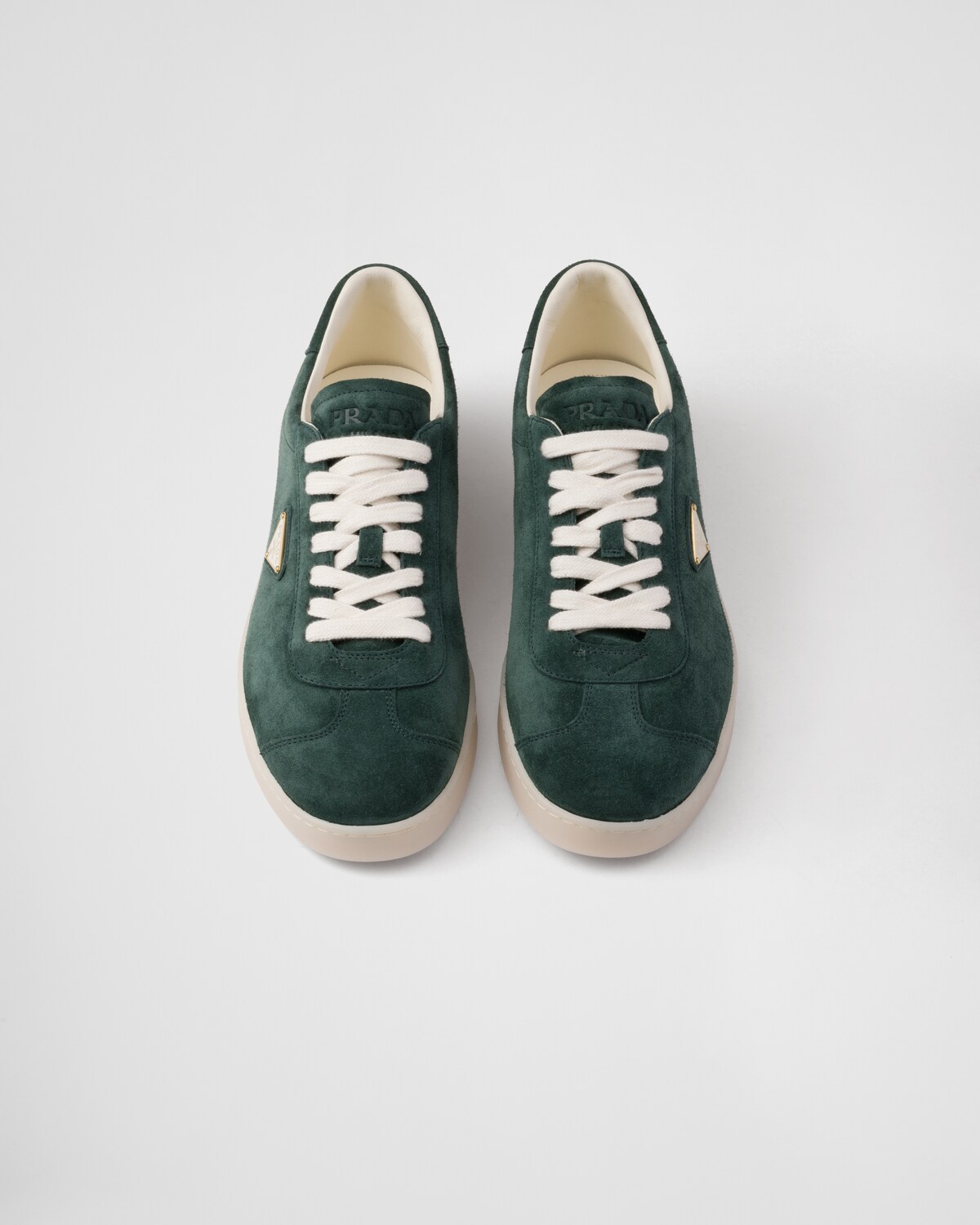 Bottle Green Lane Suede Sneakers | PRADA