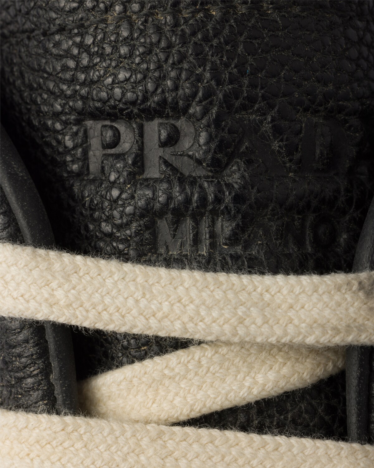 Black Aged-effect Leather Sneakers | PRADA