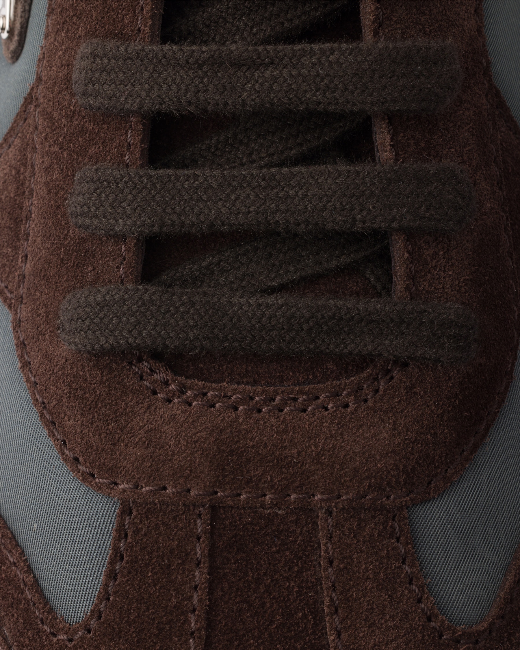 Dark Brown/cast Iron Prax Suede And Re-nylon Sneakers | PRADA - United ...