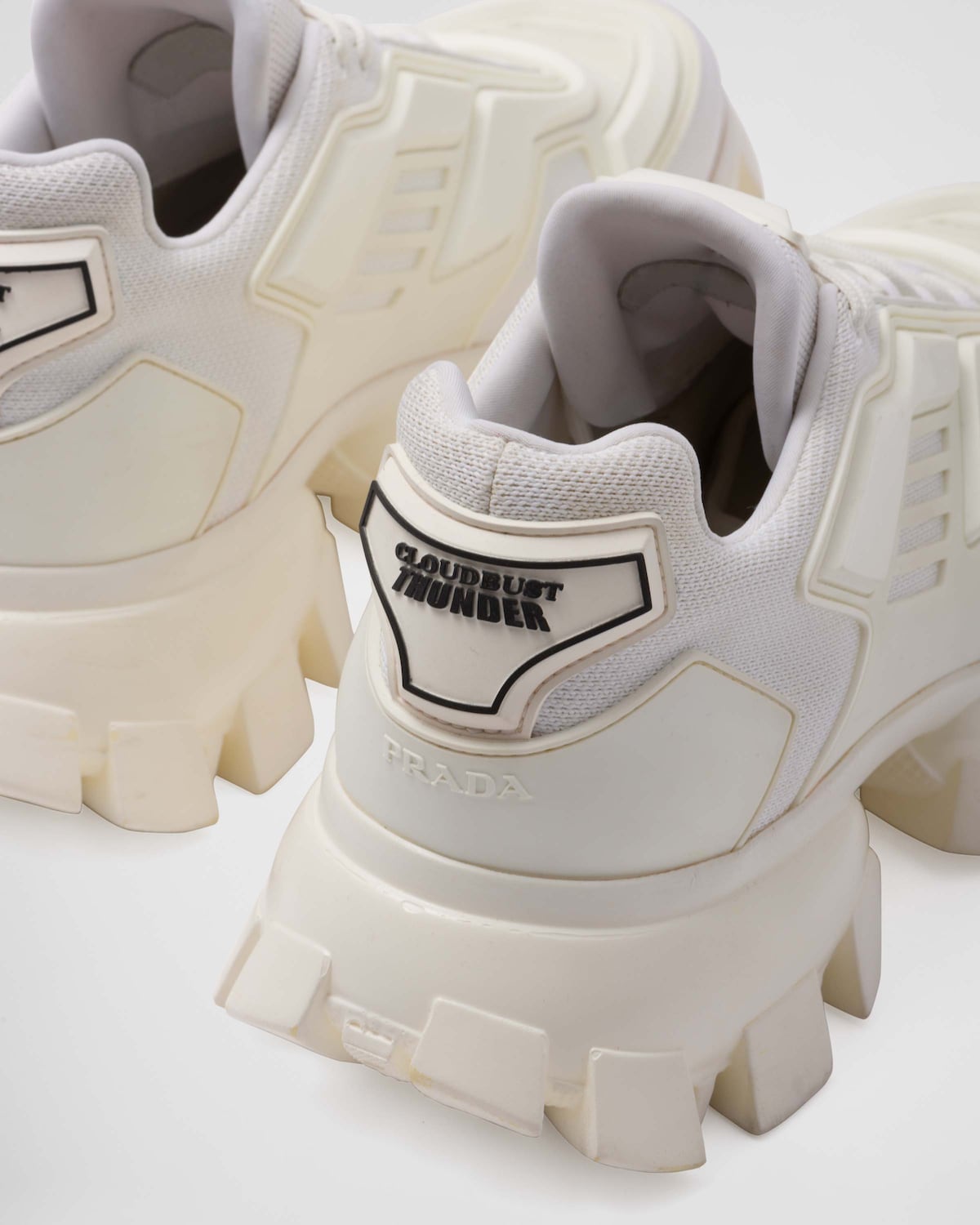 White Prada Cloudbust Thunder Technical Fabric Sneakers | PRADA
