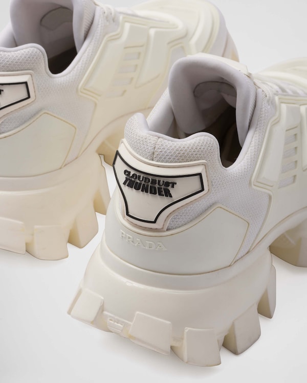 White Prada Cloudbust Thunder Technical Fabric Sneakers | PRADA
