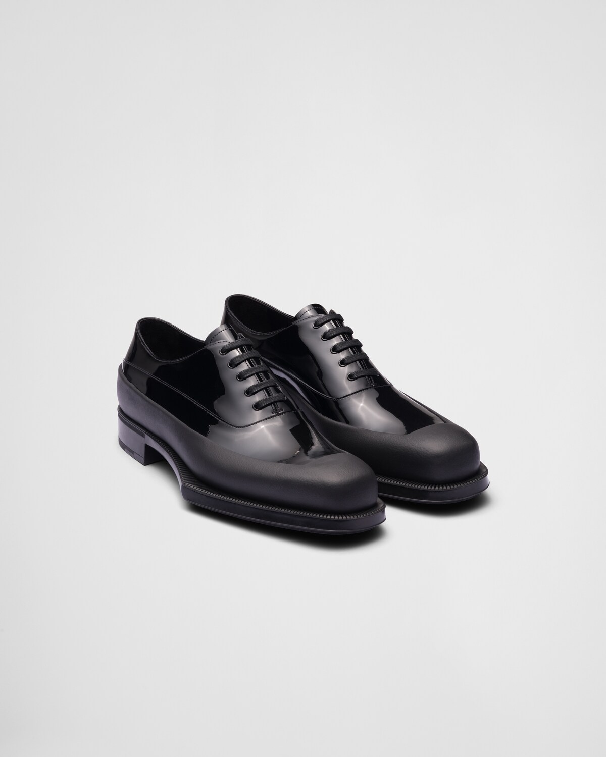 Black Patent Leather Derby Shoes | PRADA
