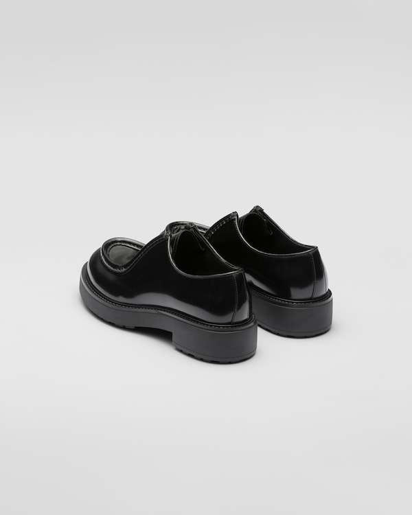 Black Diapason Opaque Brushed Leather Lace-up Shoes | PRADA