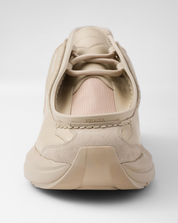 Desert Beige Systeme Brushed Leather Sneakers With Bike Fabric And ...