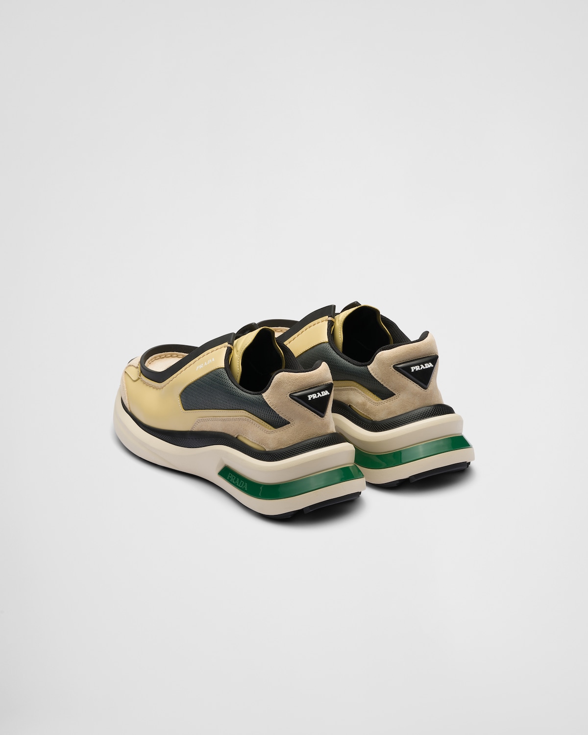 Vanilla/anthracite Systeme Brushed Leather Sneakers With Bike Fabric ...