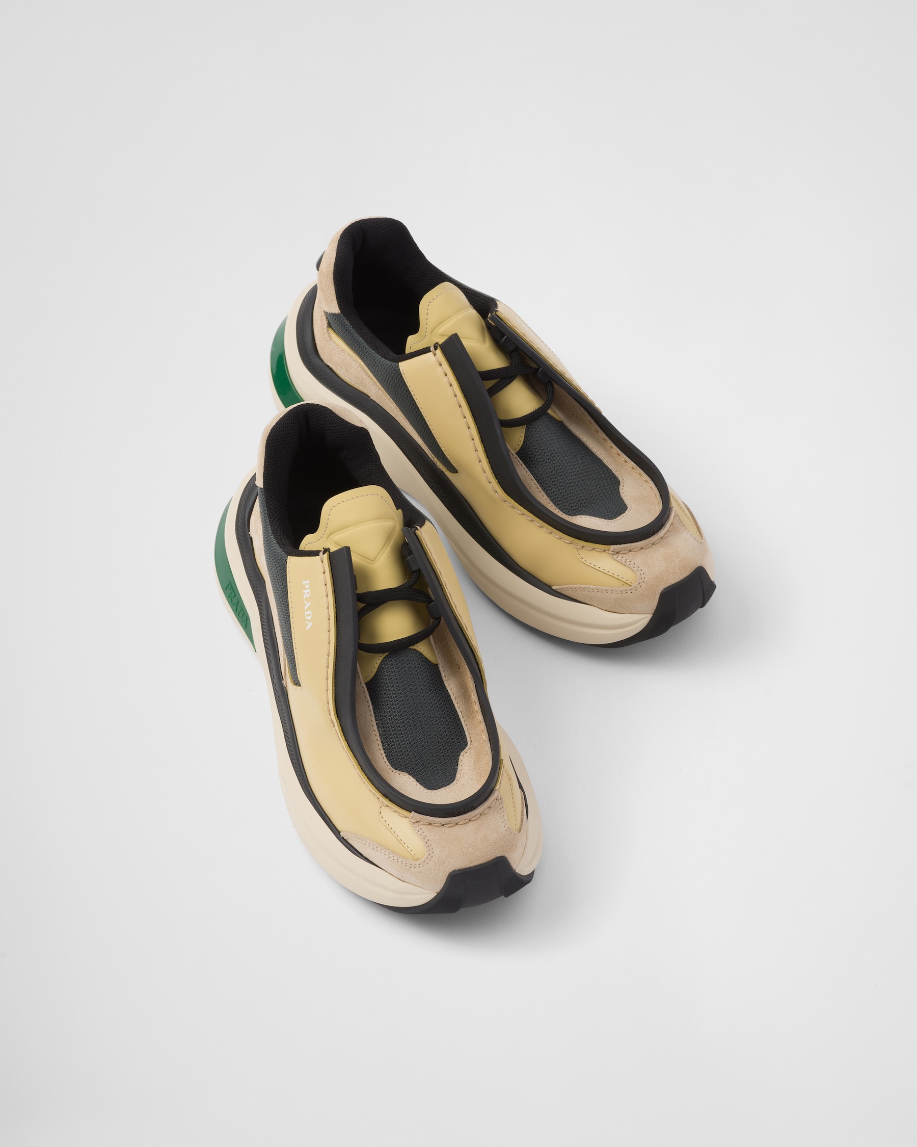 Vanilla/anthracite Systeme Brushed Leather Sneakers With Bike Fabric ...
