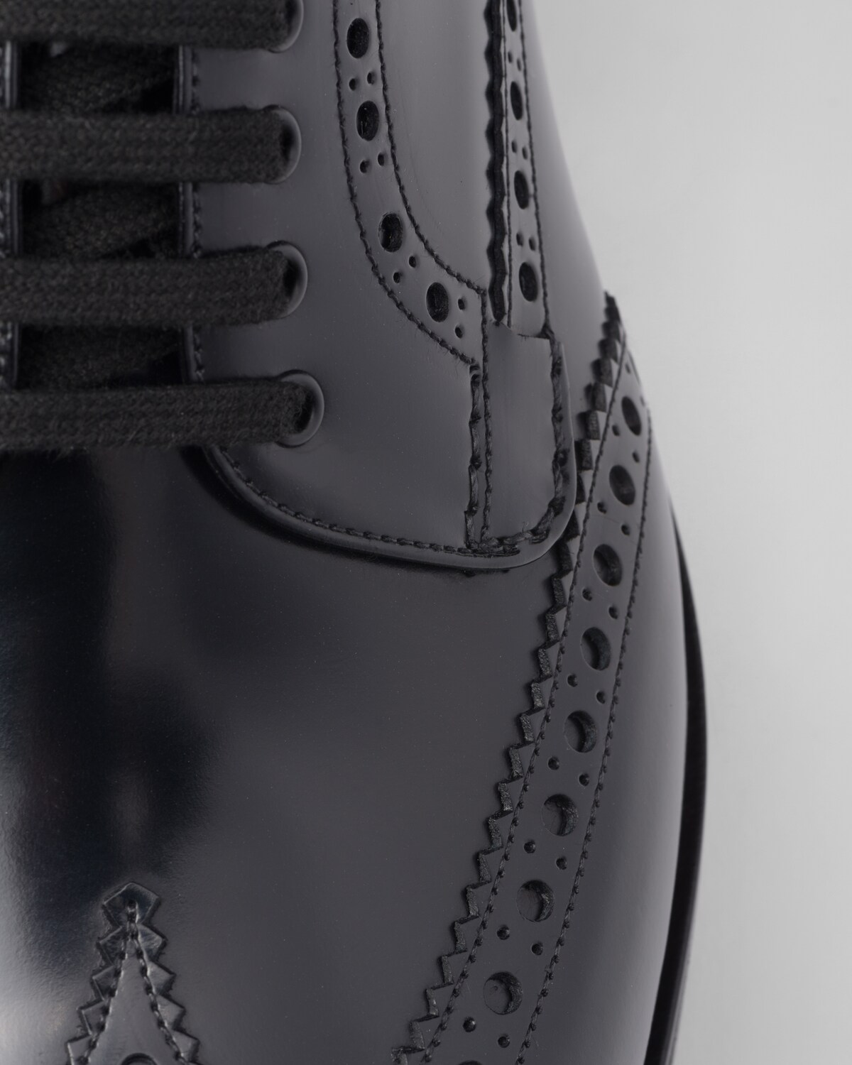 Black Brushed Leather Derby Brogues | PRADA