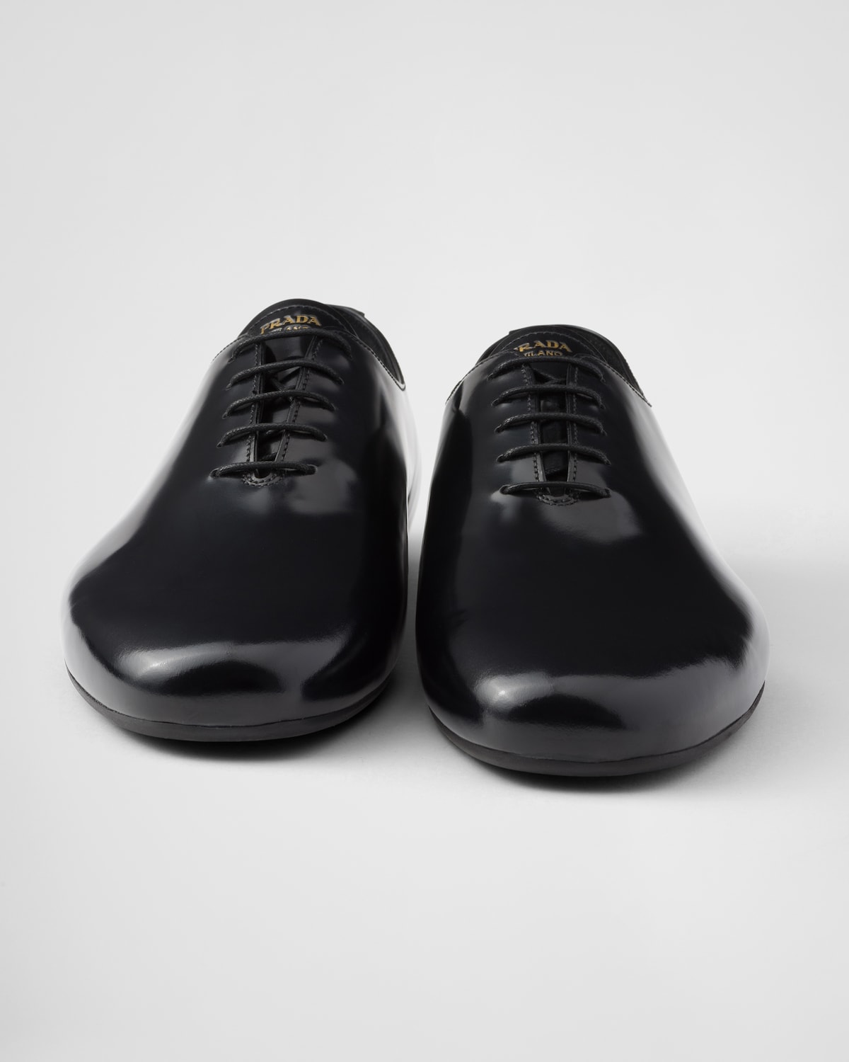 Black Brushed Leather Lace-ups | PRADA