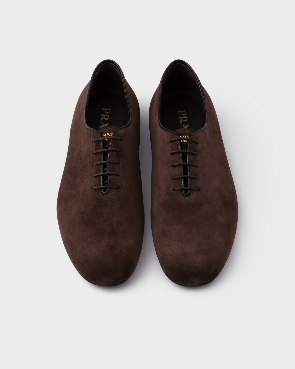 Dark Brown Suede Laced Shoes | PRADA