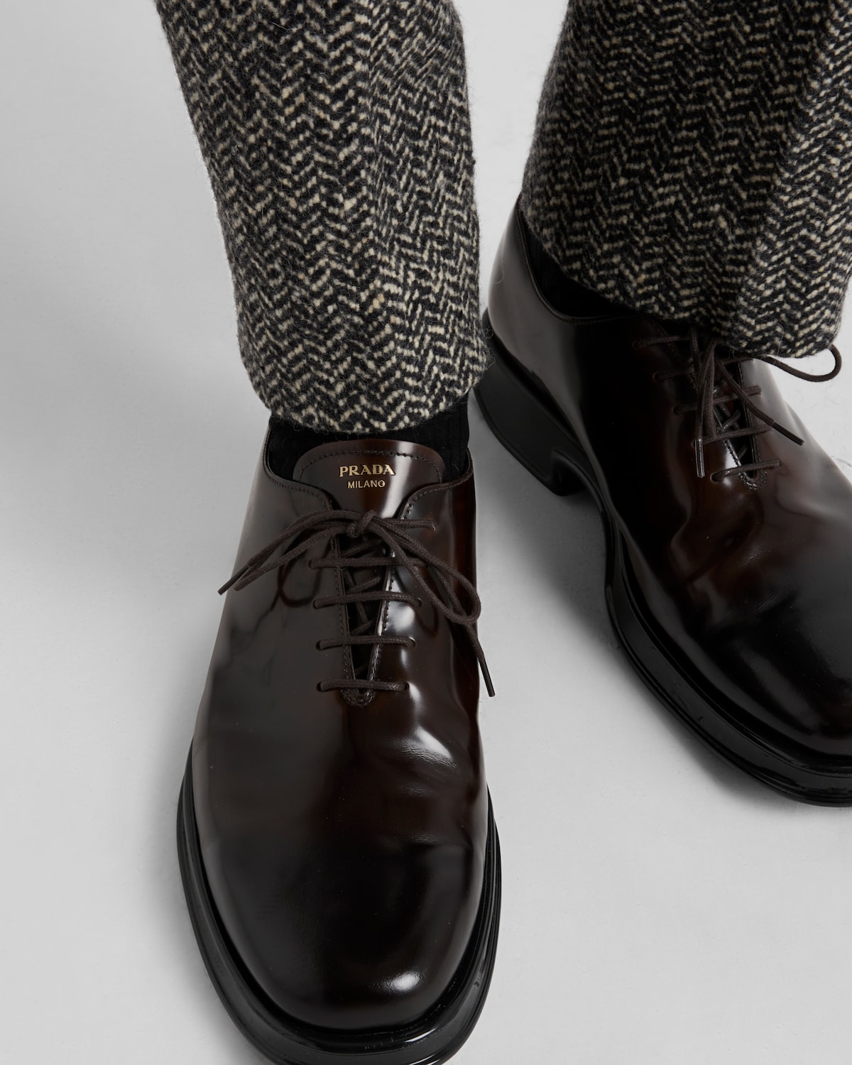 Sienna Brushed Leather Lace-up Shoes | PRADA