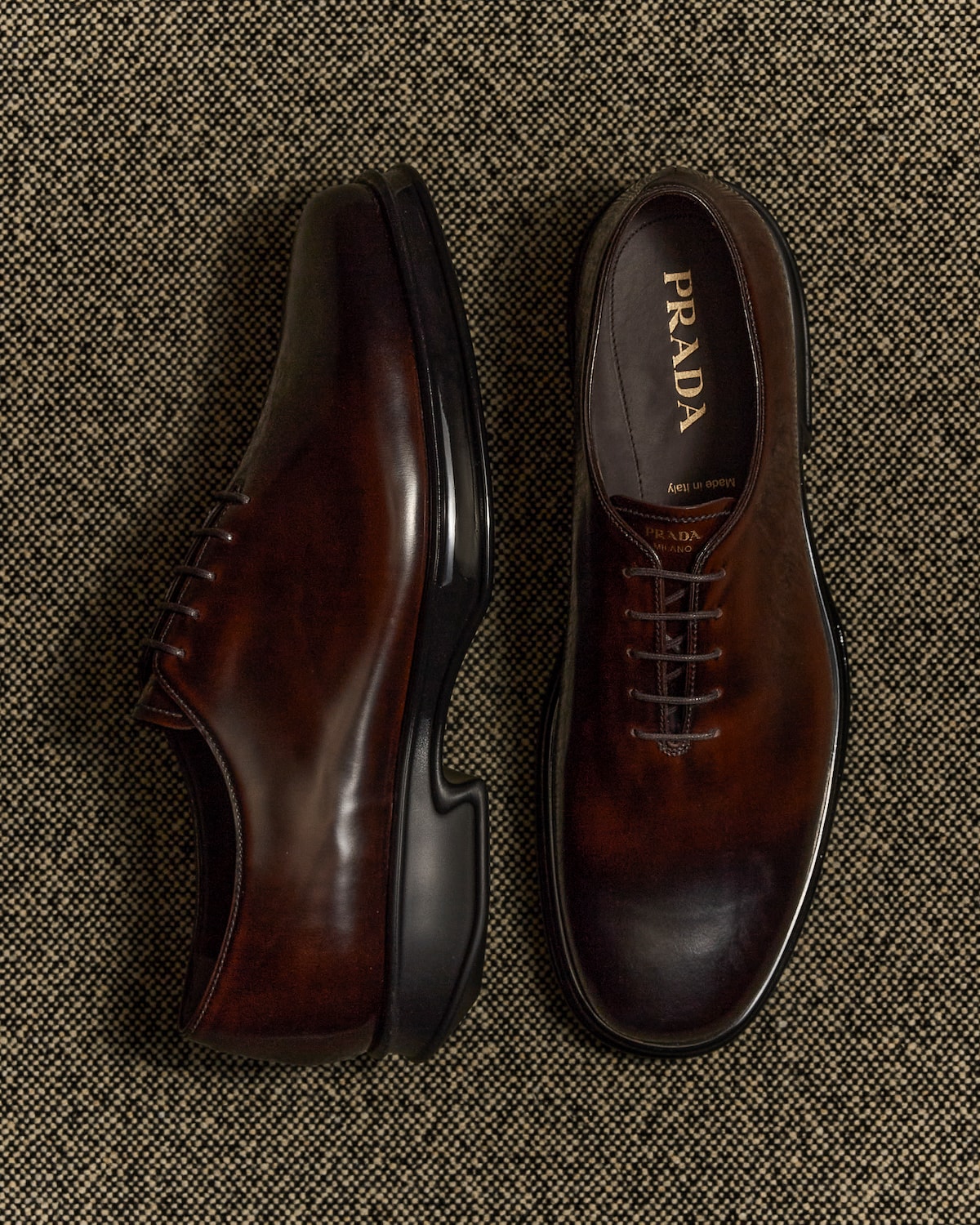 Sienna Brushed Leather Lace-up Shoes | PRADA