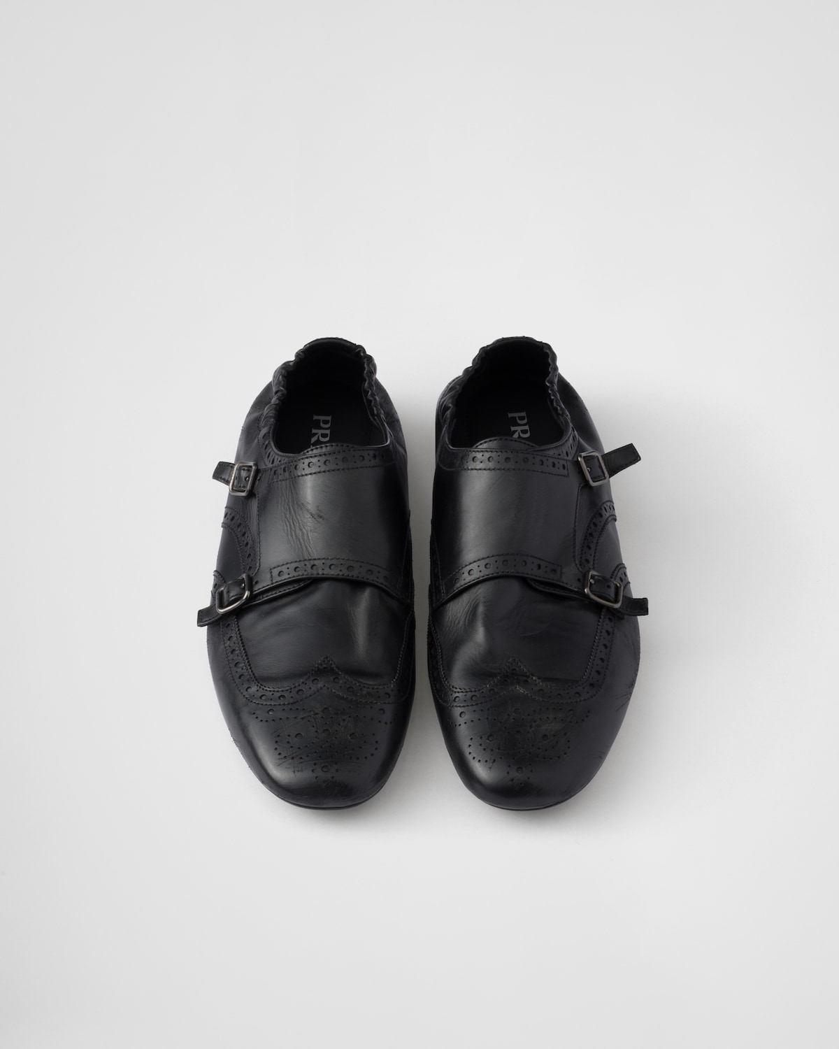Black Shuffle Double Monk Strap Shoes | PRADA - United States