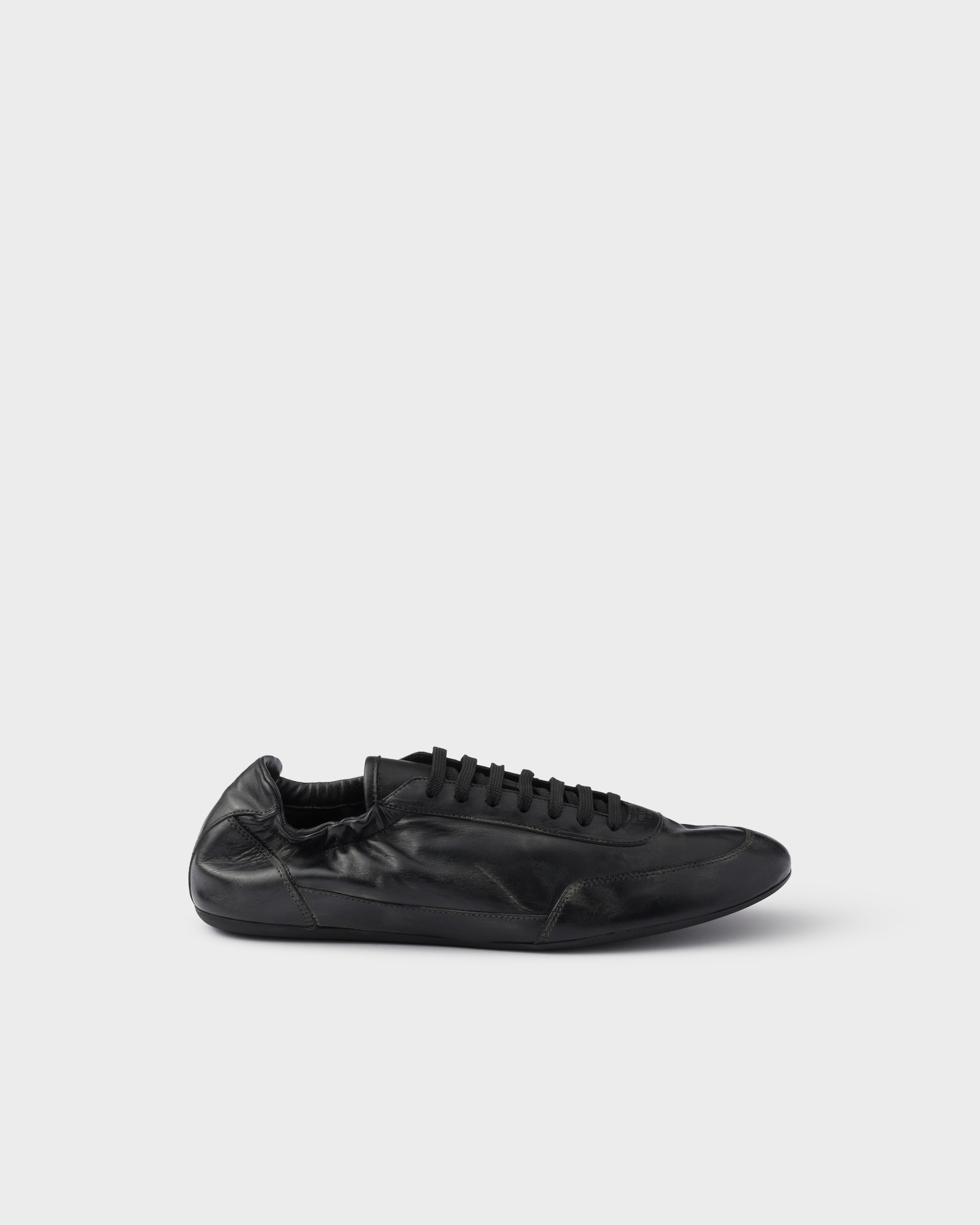 Black Collapse Leather Sneakers | PRADA
