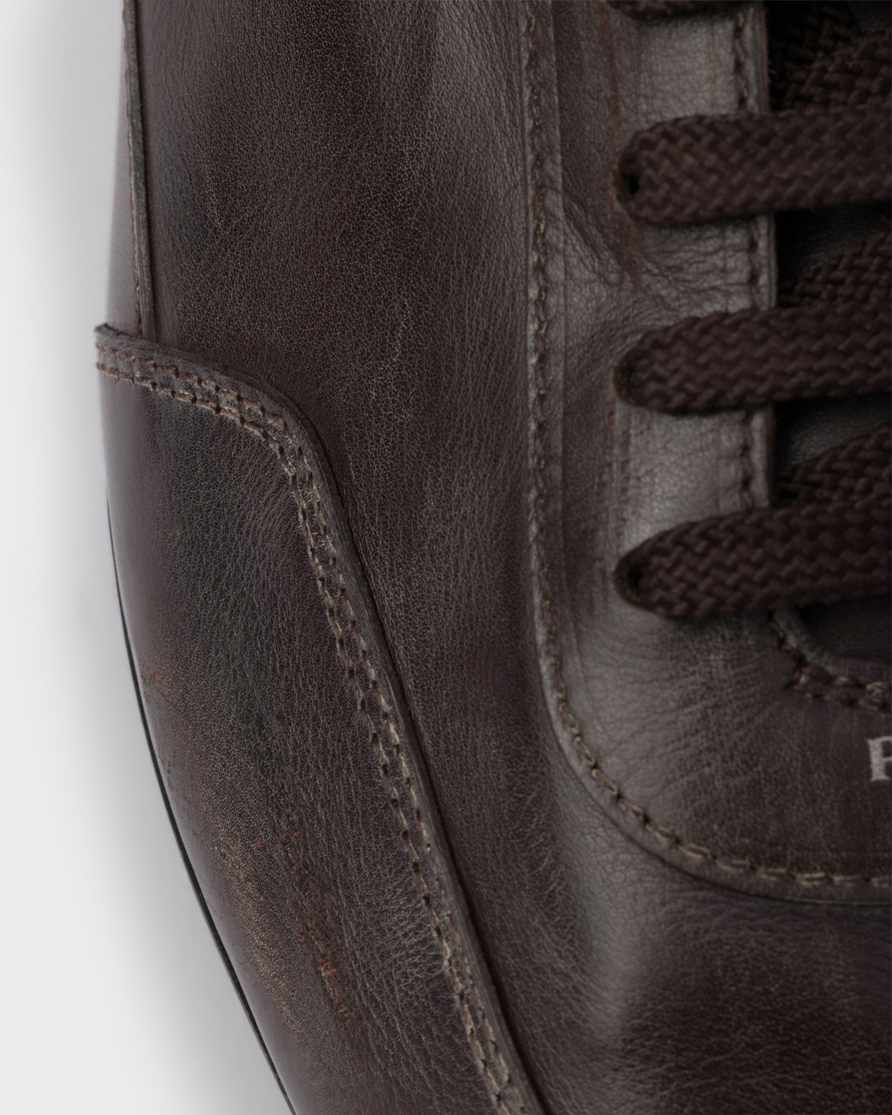 Dark Brown Collapse Leather Sneakers | PRADA