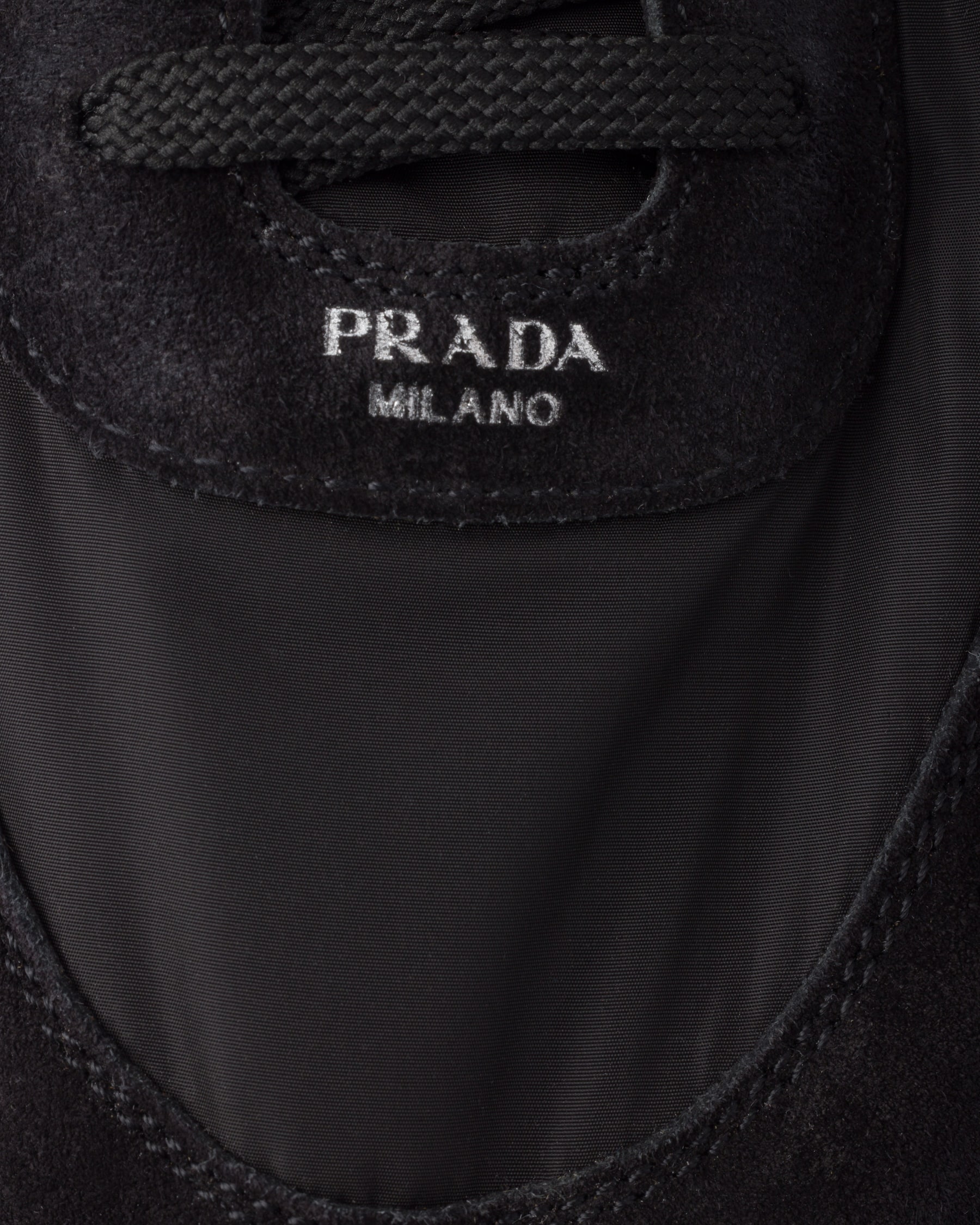 Black Collapse Re-nylon And Suede Elasticized Sneakers | PRADA