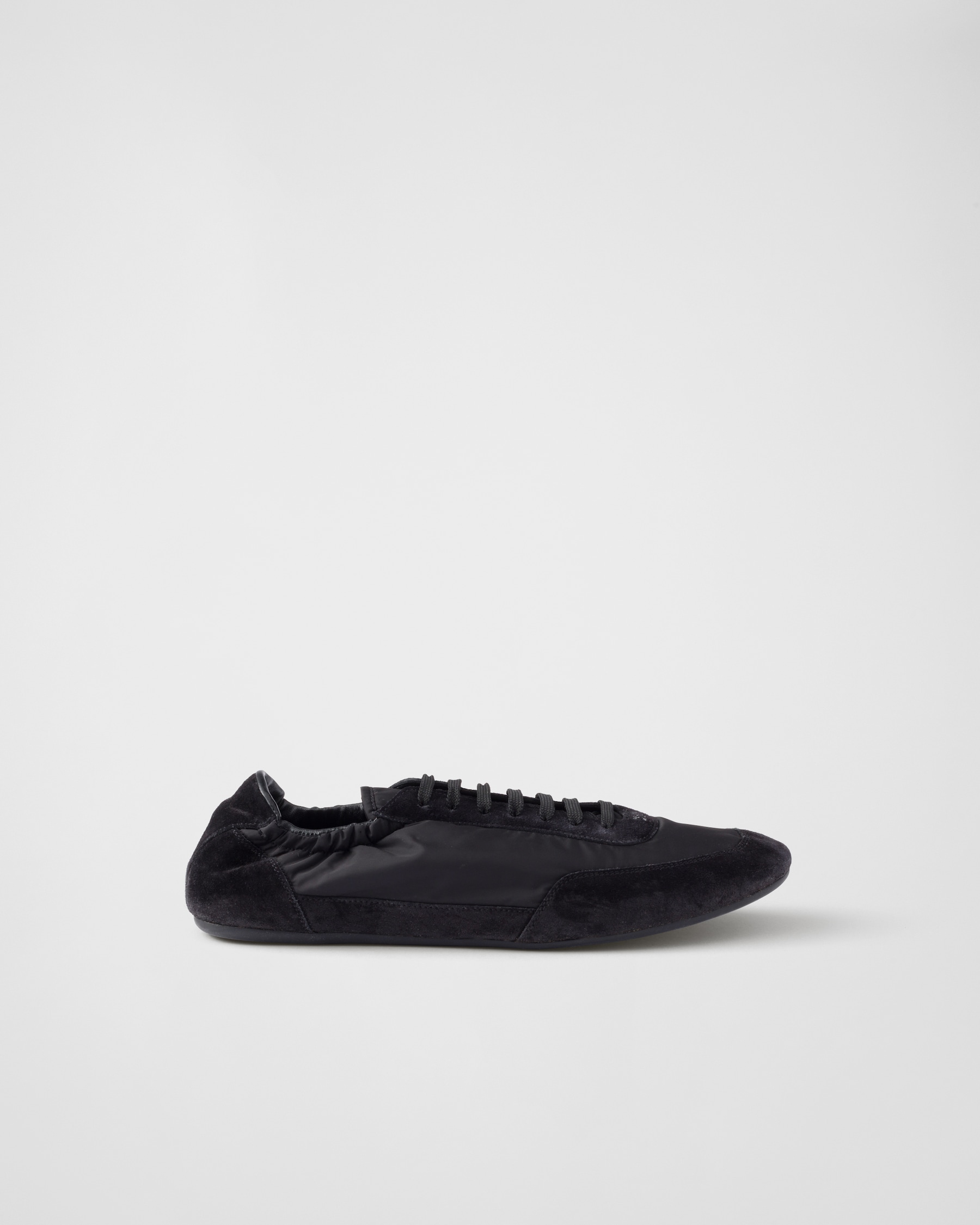 Black Collapse Re-nylon And Suede Elasticized Sneakers | PRADA