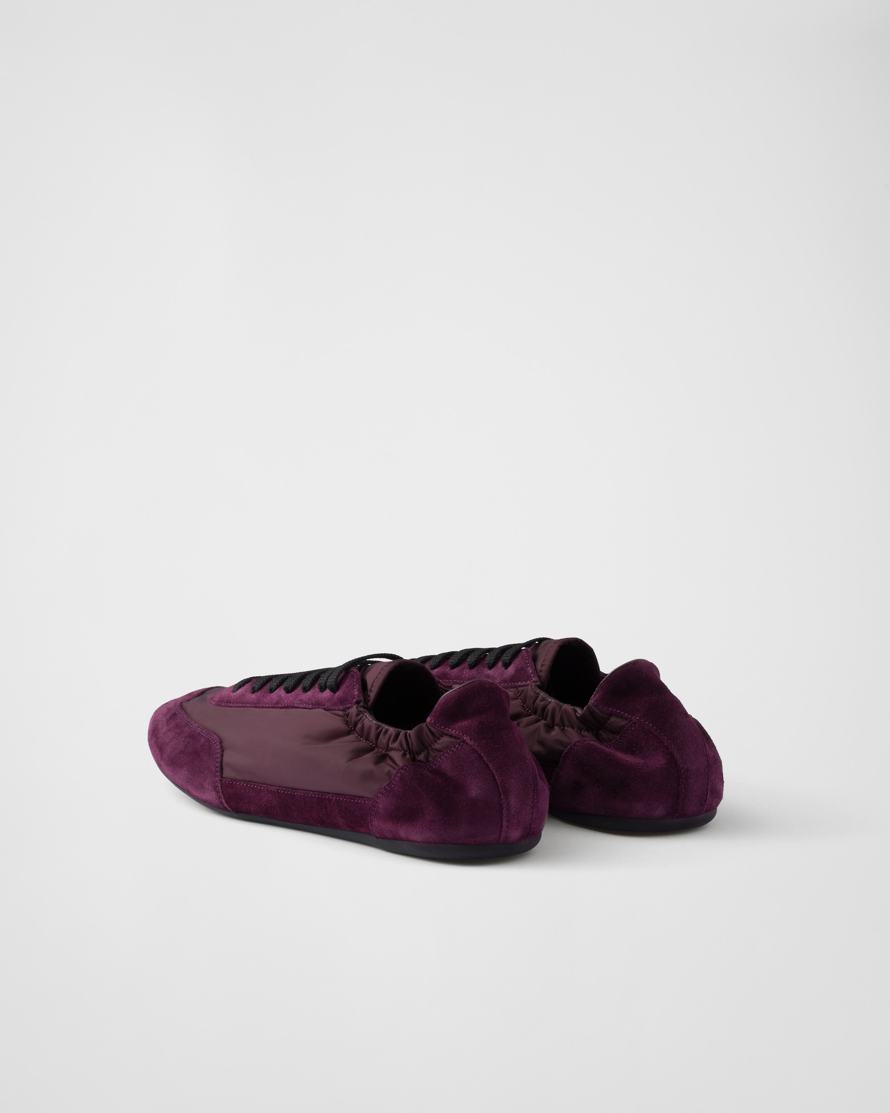 Burgundy Collapse Re-nylon And Suede Elasticized Sneakers | PRADA