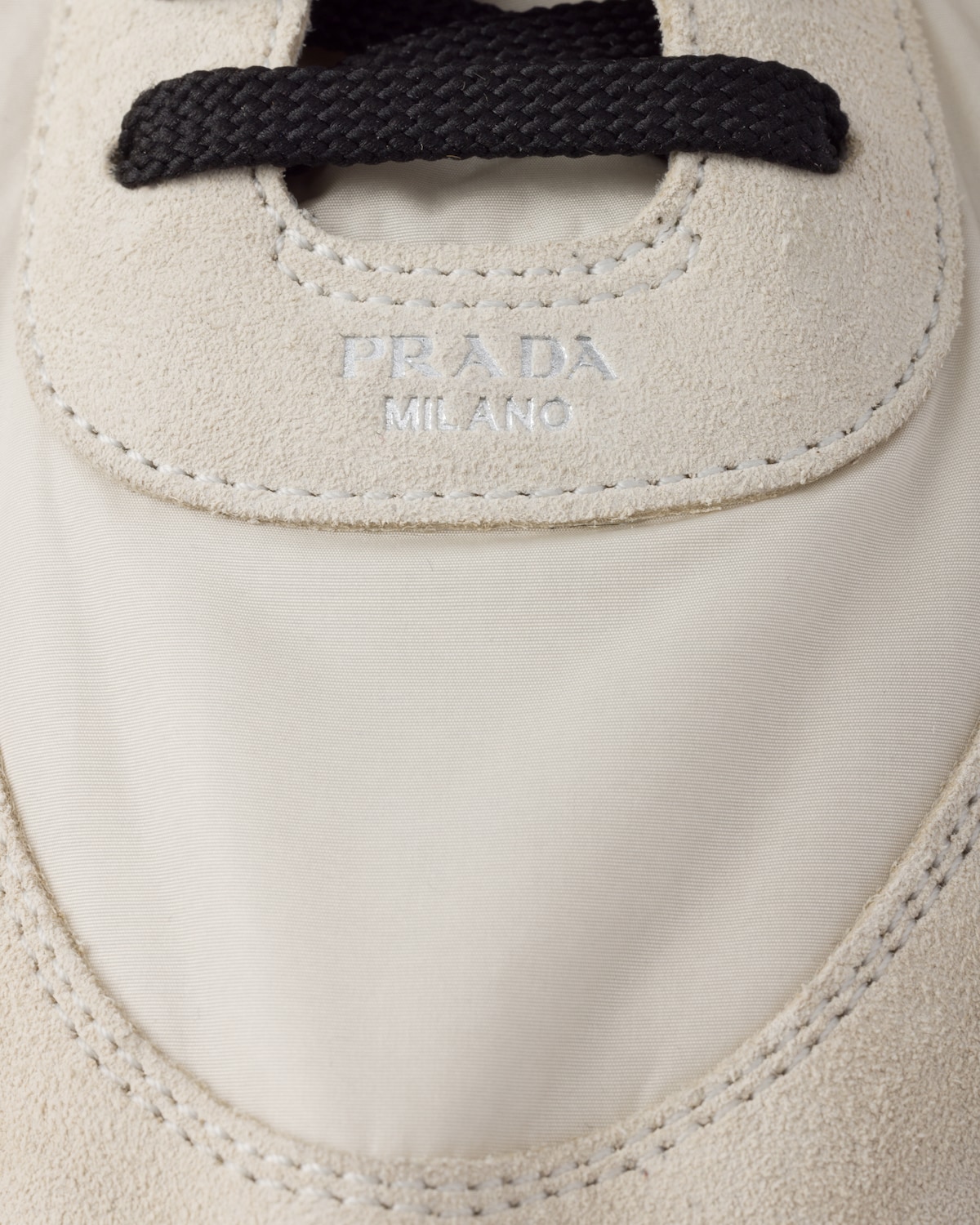 Ivory Collapse Re-nylon And Suede Elasticized Sneakers | PRADA