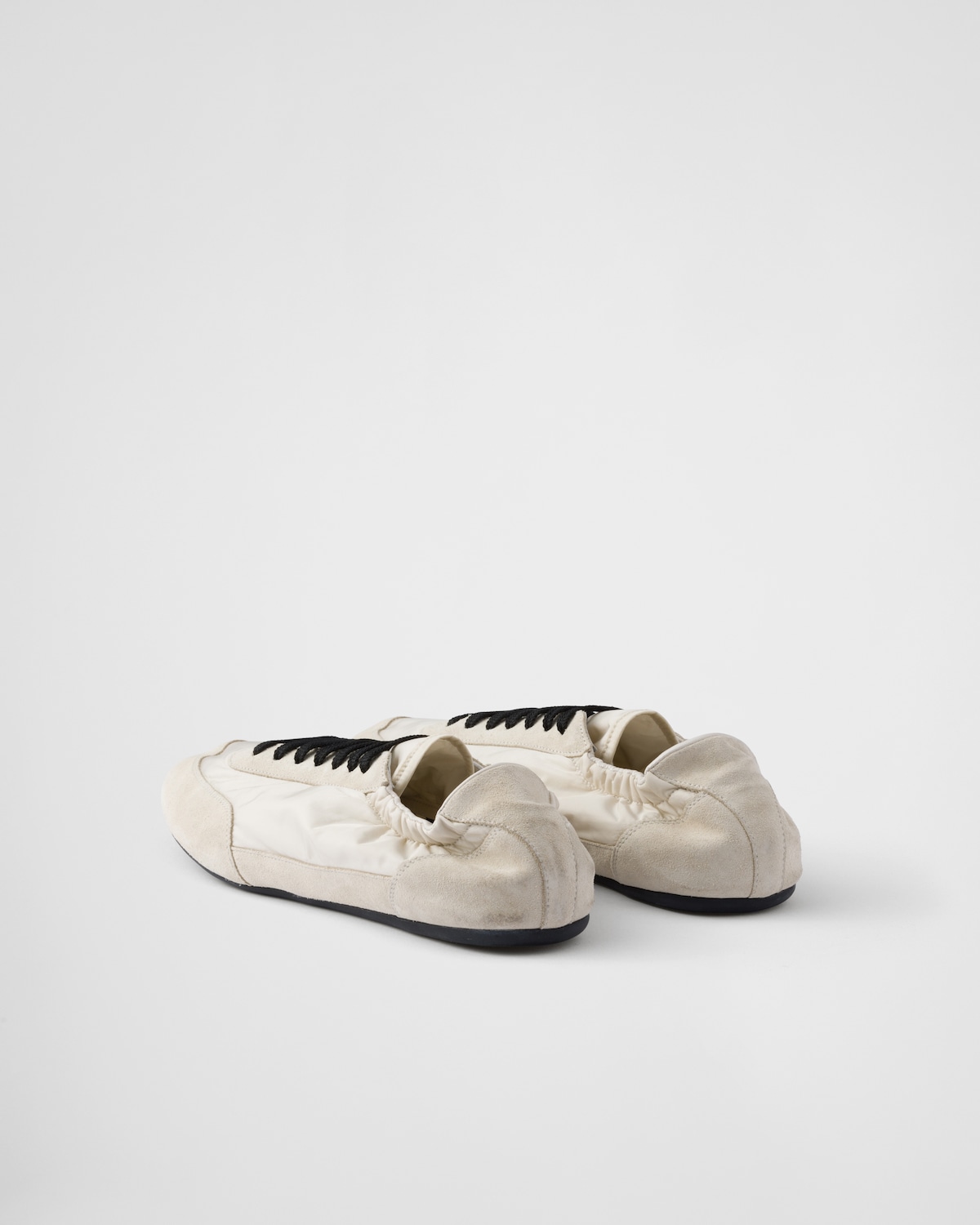 Ivory Collapse Re-nylon And Suede Elasticized Sneakers | PRADA