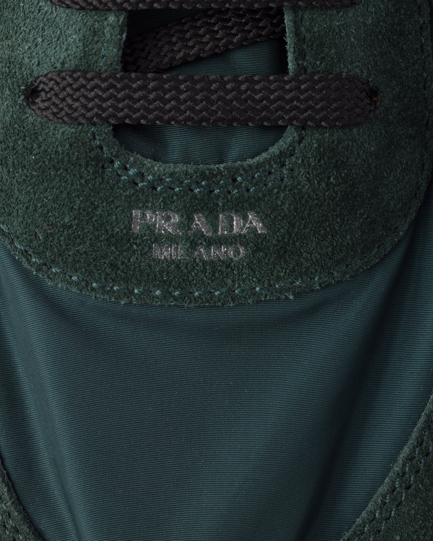 Fir Green Collapse Re-nylon And Suede Elasticized Sneakers | PRADA