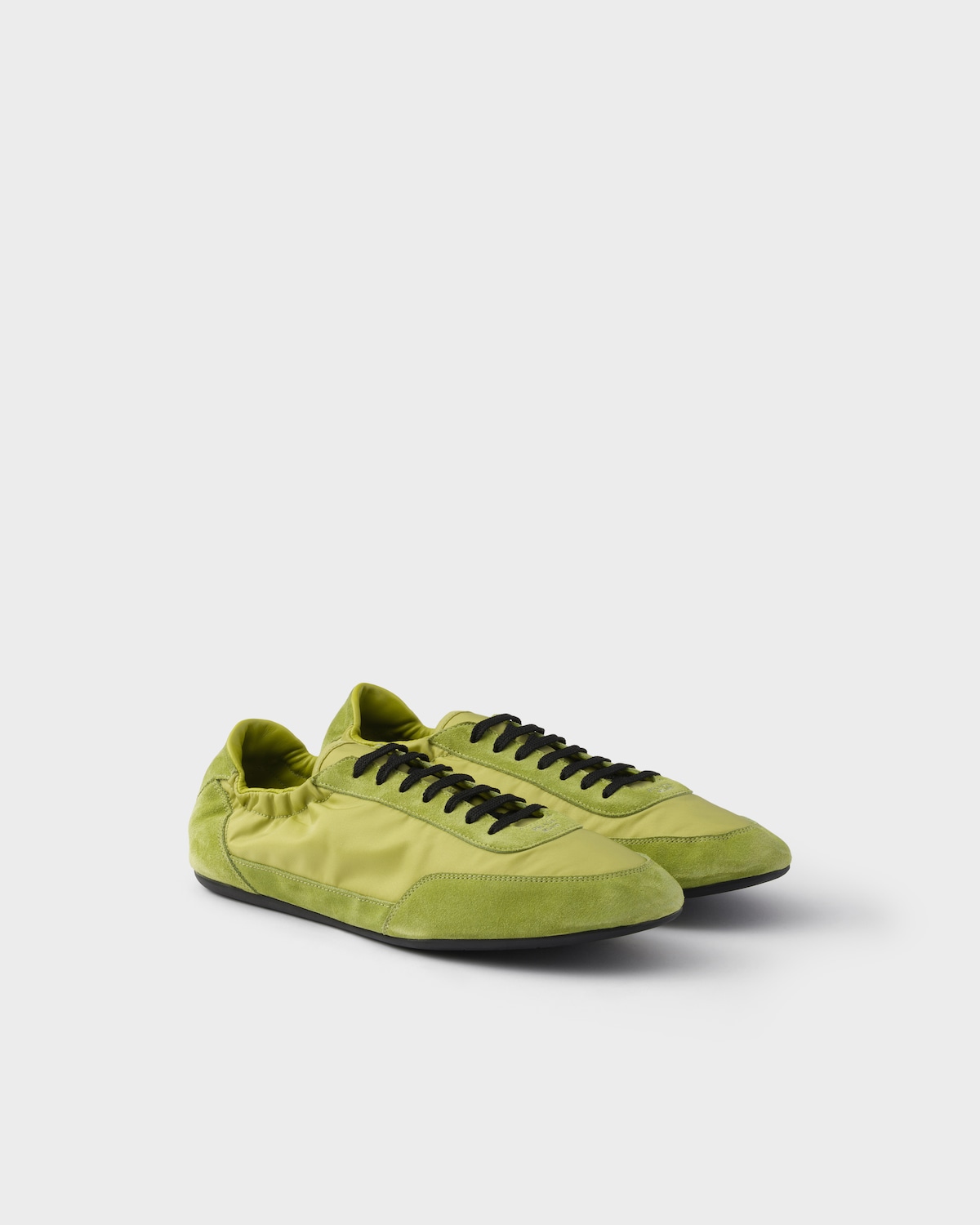 Lime Green Collapse Re-nylon And Suede Elasticized Sneakers | PRADA