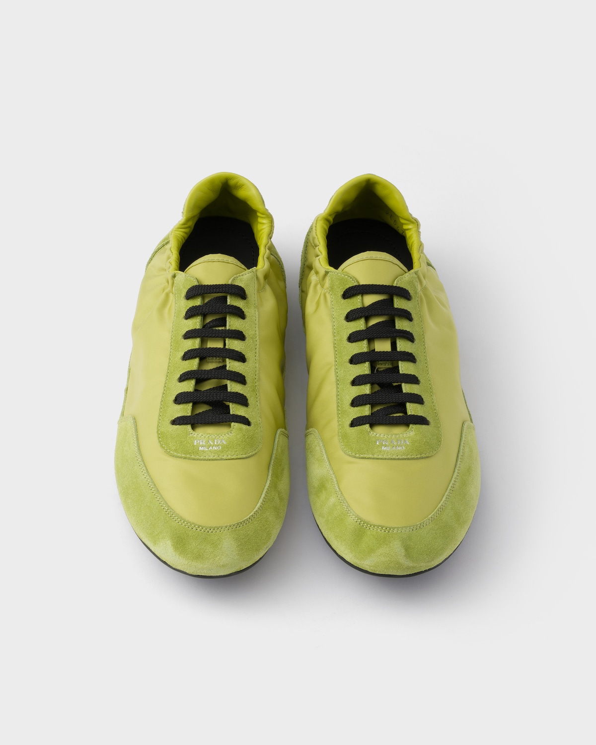 Lime Green Collapse Re-nylon And Suede Elasticized Sneakers | PRADA