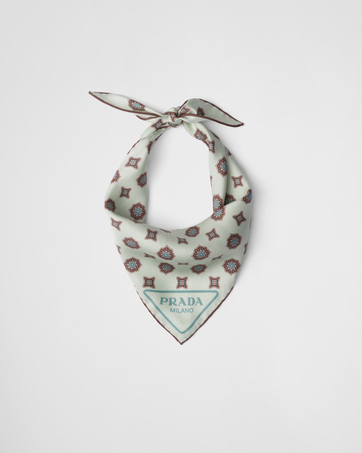 Aqua Printed Silk Twill Scarf | PRADA