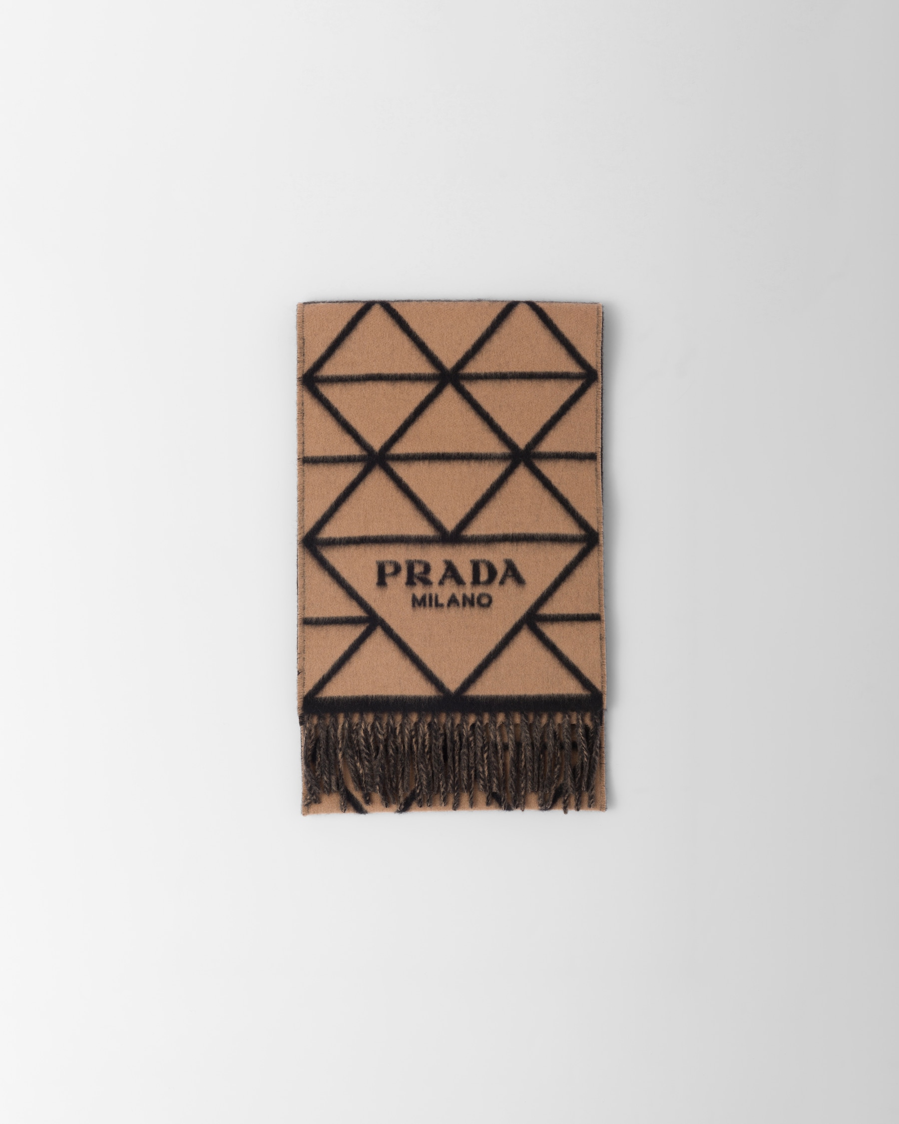 Camel/black Double Cashmere Scarf | PRADA