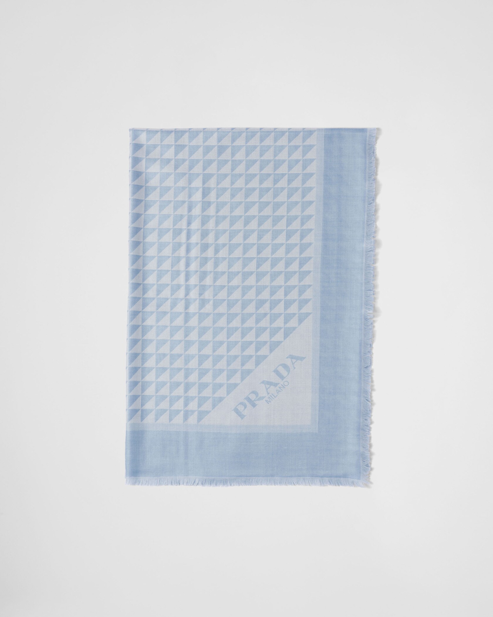 Sky Blue/white Wool And Silk Scarf | PRADA